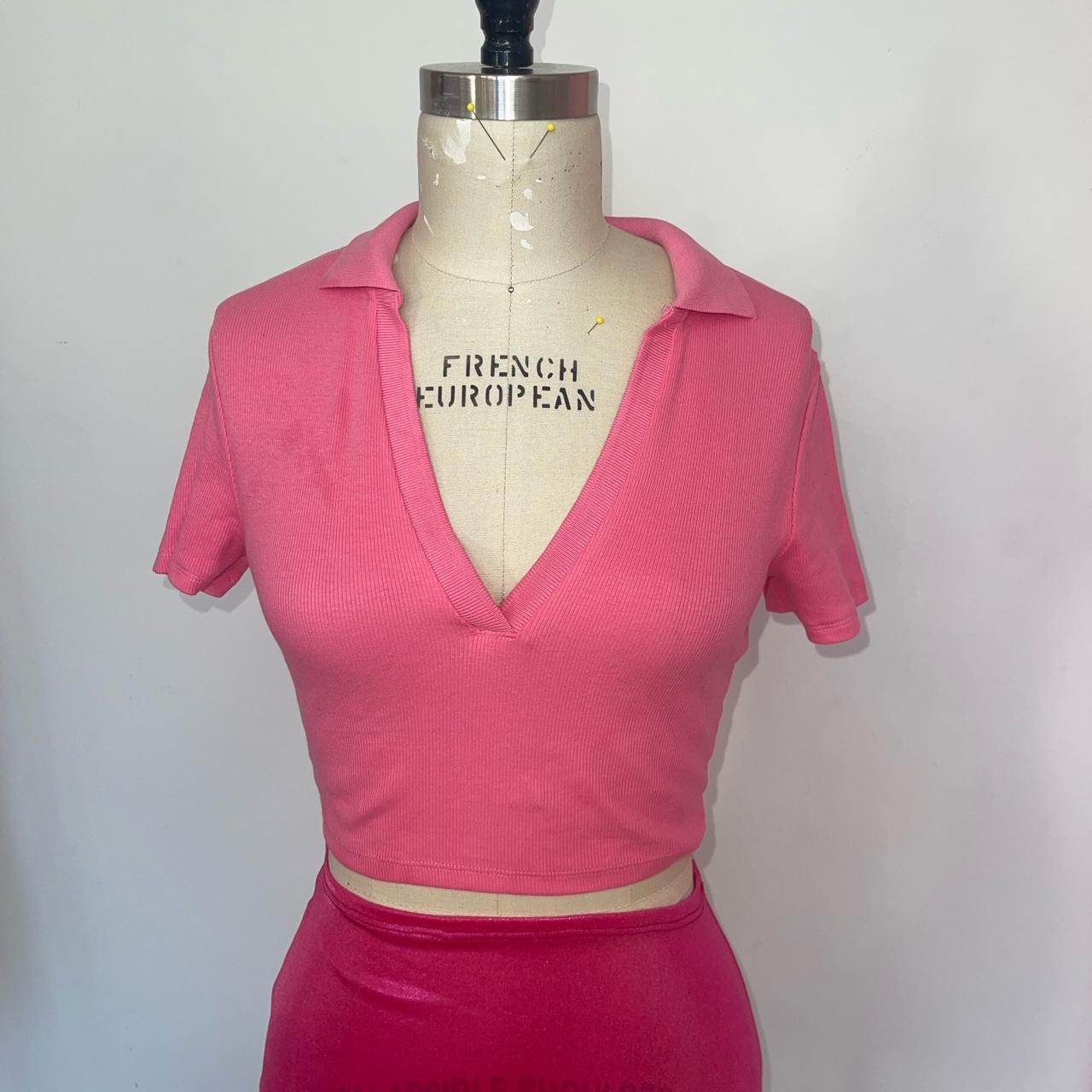 #ZARA PINK COLLARED TOP SIZE M - Depop