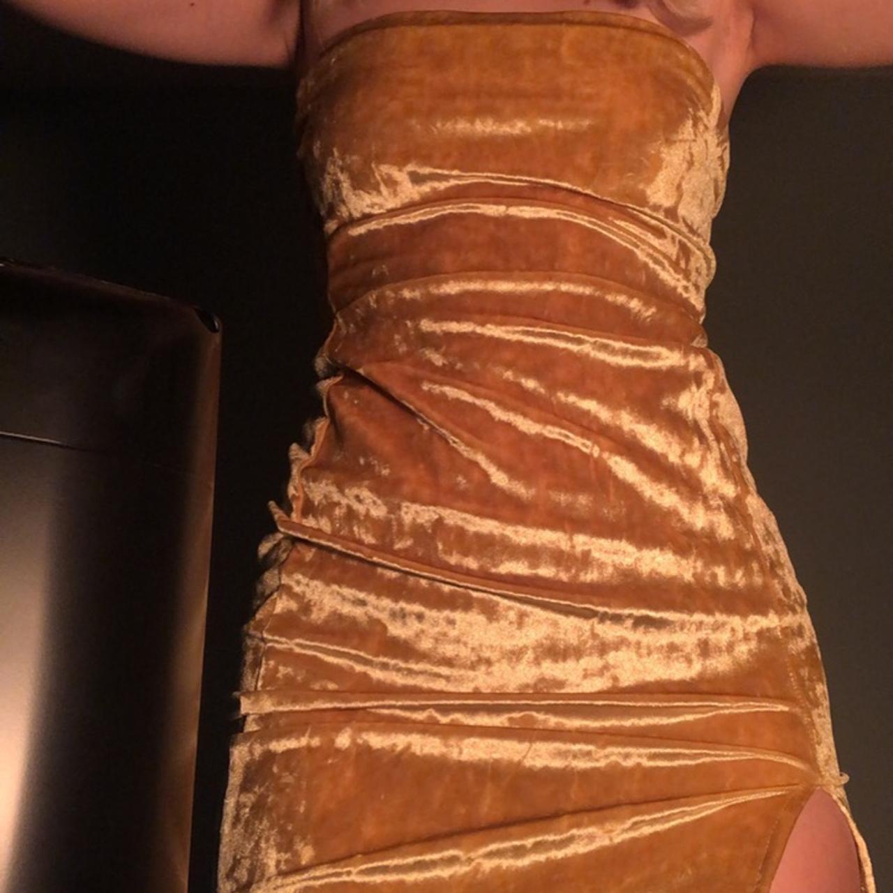 Missguided gold velvet dress perfect for a night out... - Depop