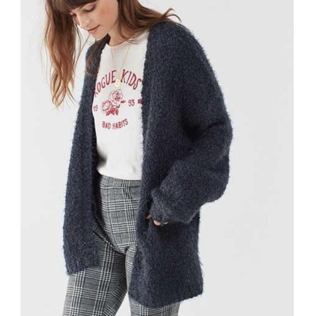 Ecote Elena Fuzzy Navy Cardigan (urban outfitters... - Depop