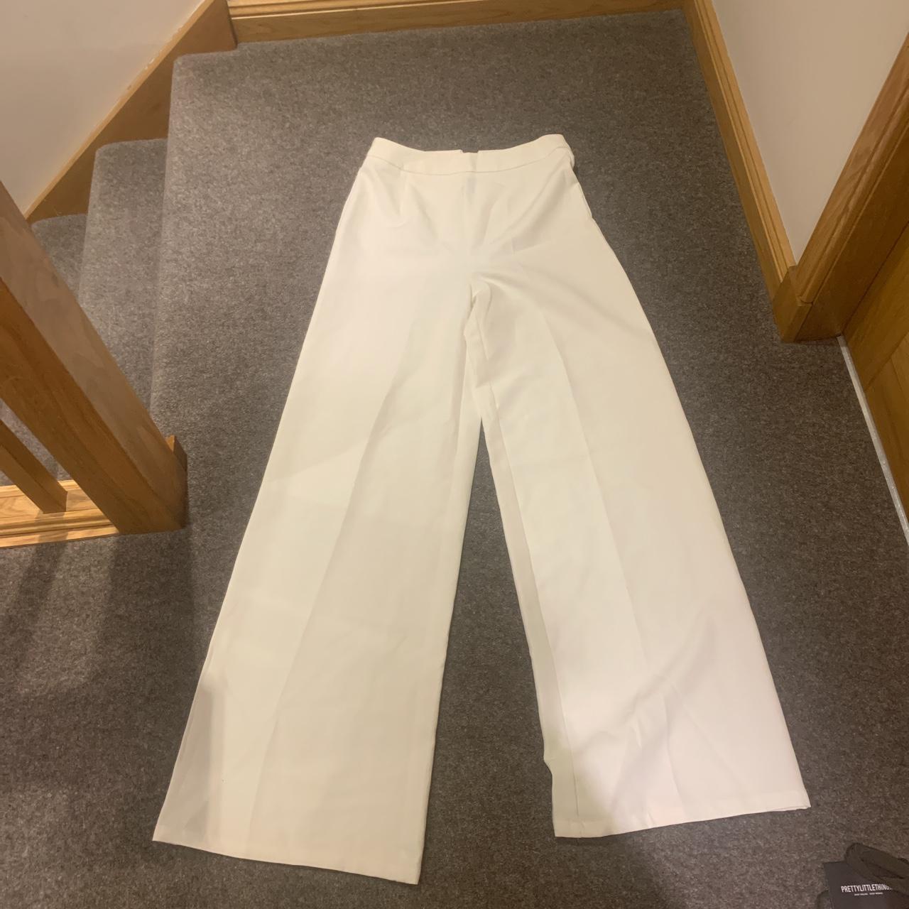 Extreme wide high waist cream trousers Boohoo. Very... - Depop