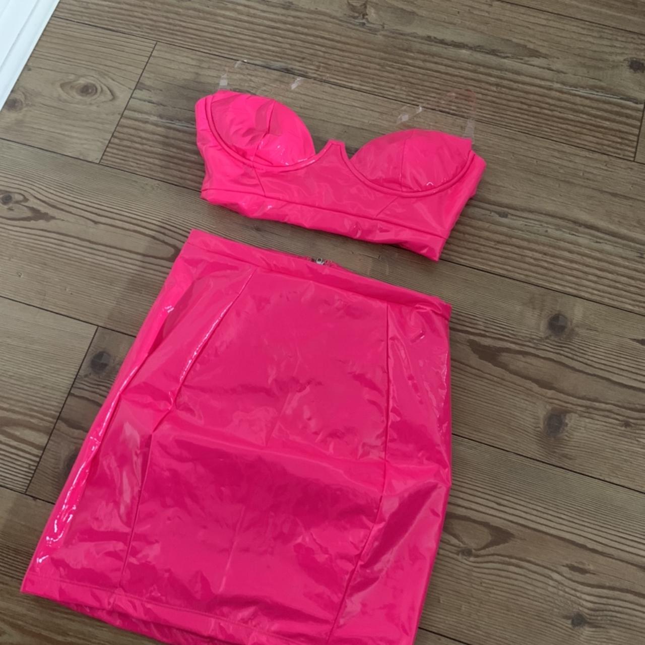 double take vinyl bodycon high waisted mini skirt... - Depop