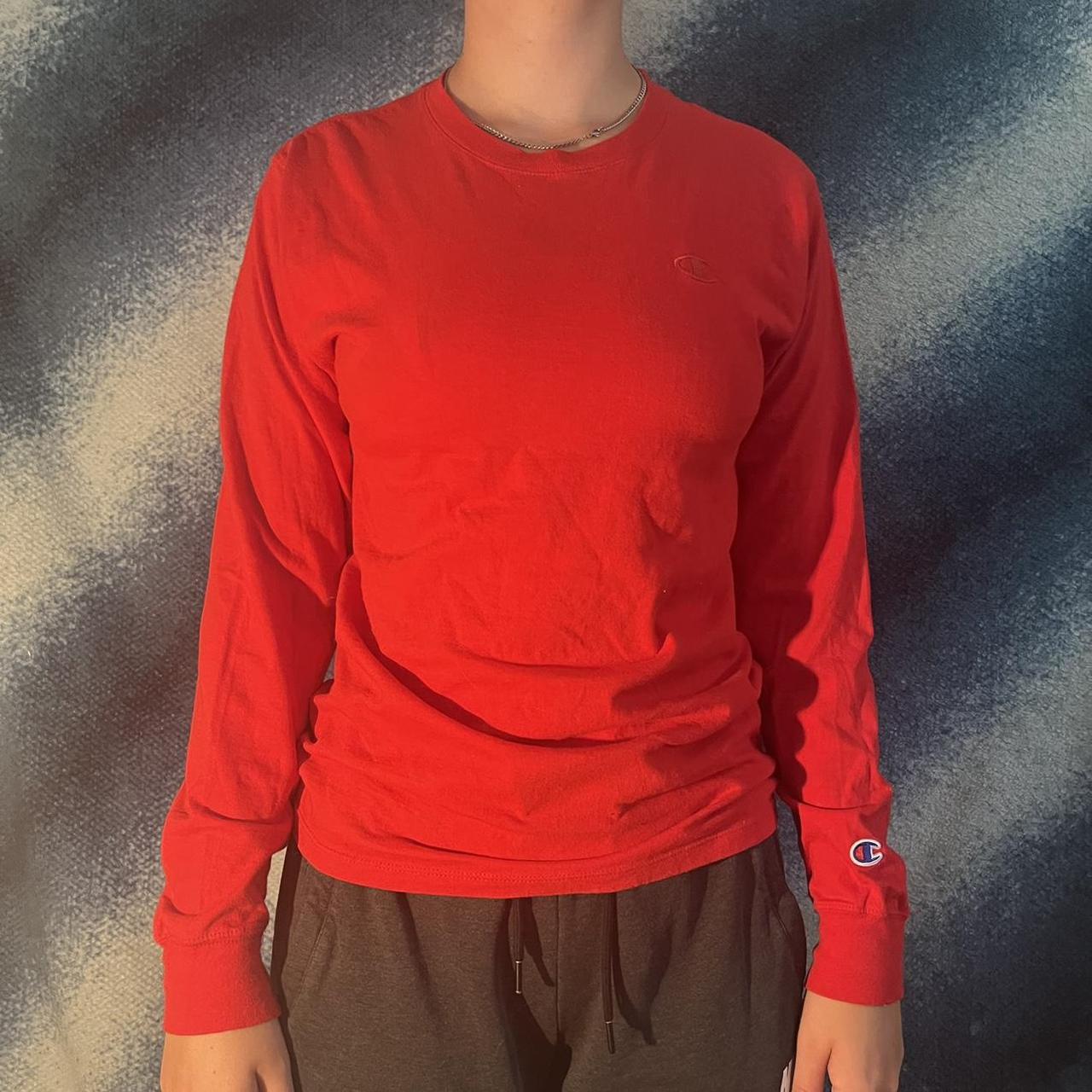 Red champion long sleeve (BUNDLE) Too small on me... - Depop