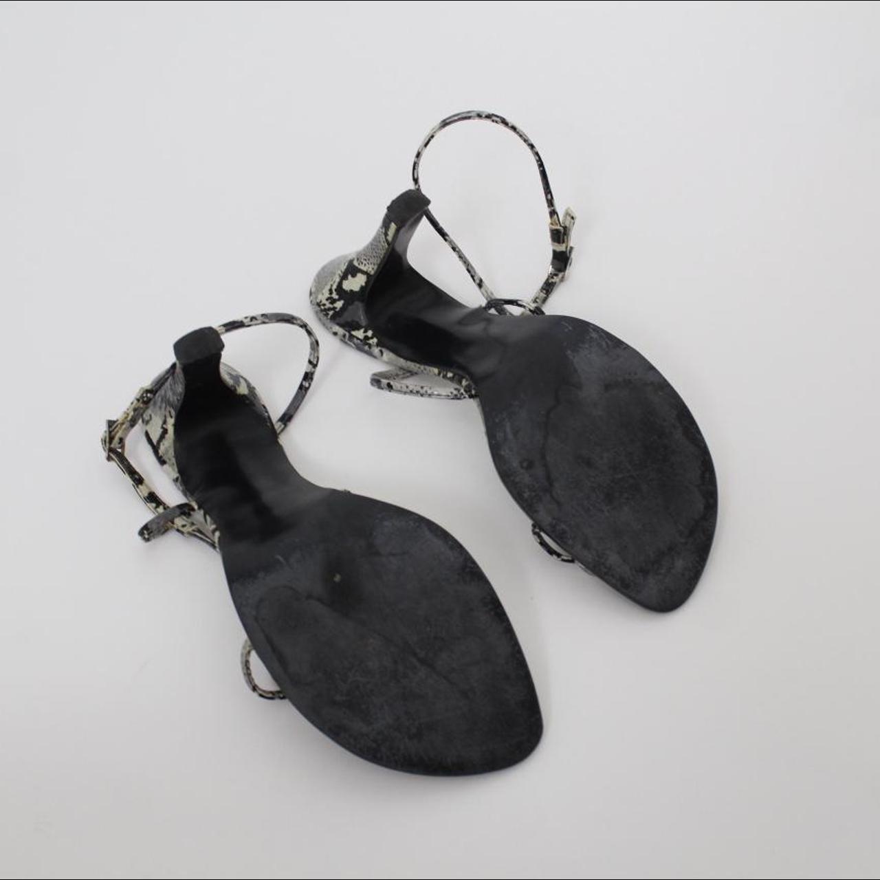 Vintage 2000s sandals by exposed Grey snake-print... - Depop