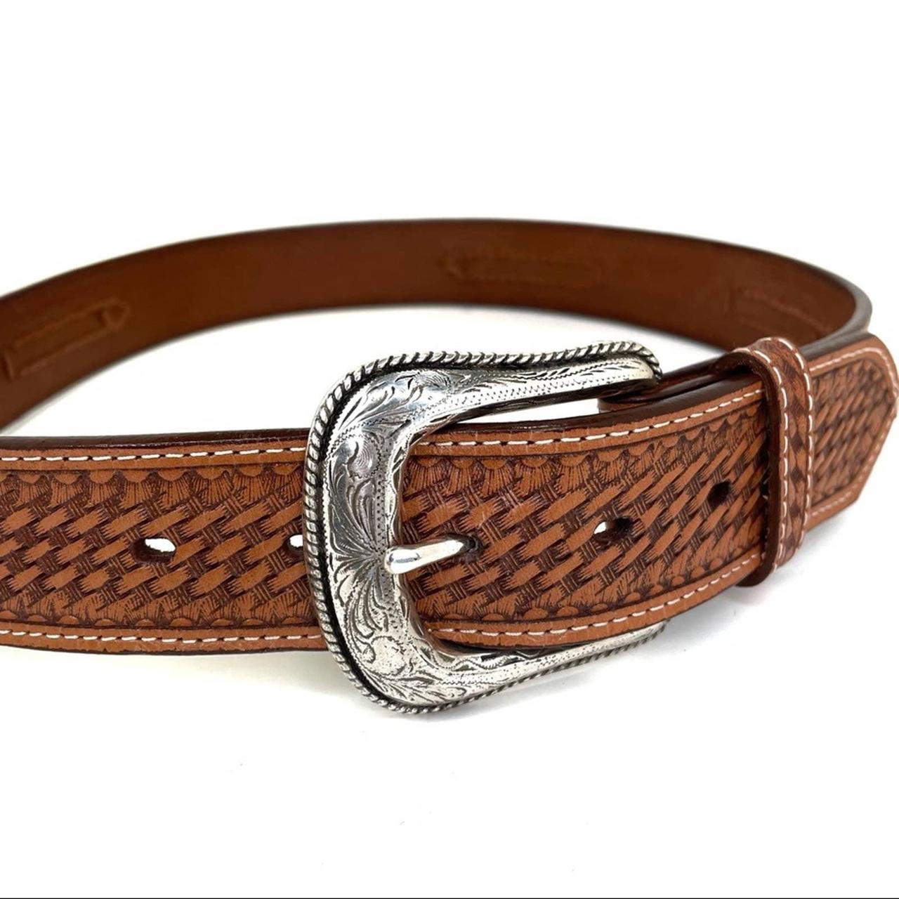 Emmon Leather Brown Western Boho Belt Silver... | Depop