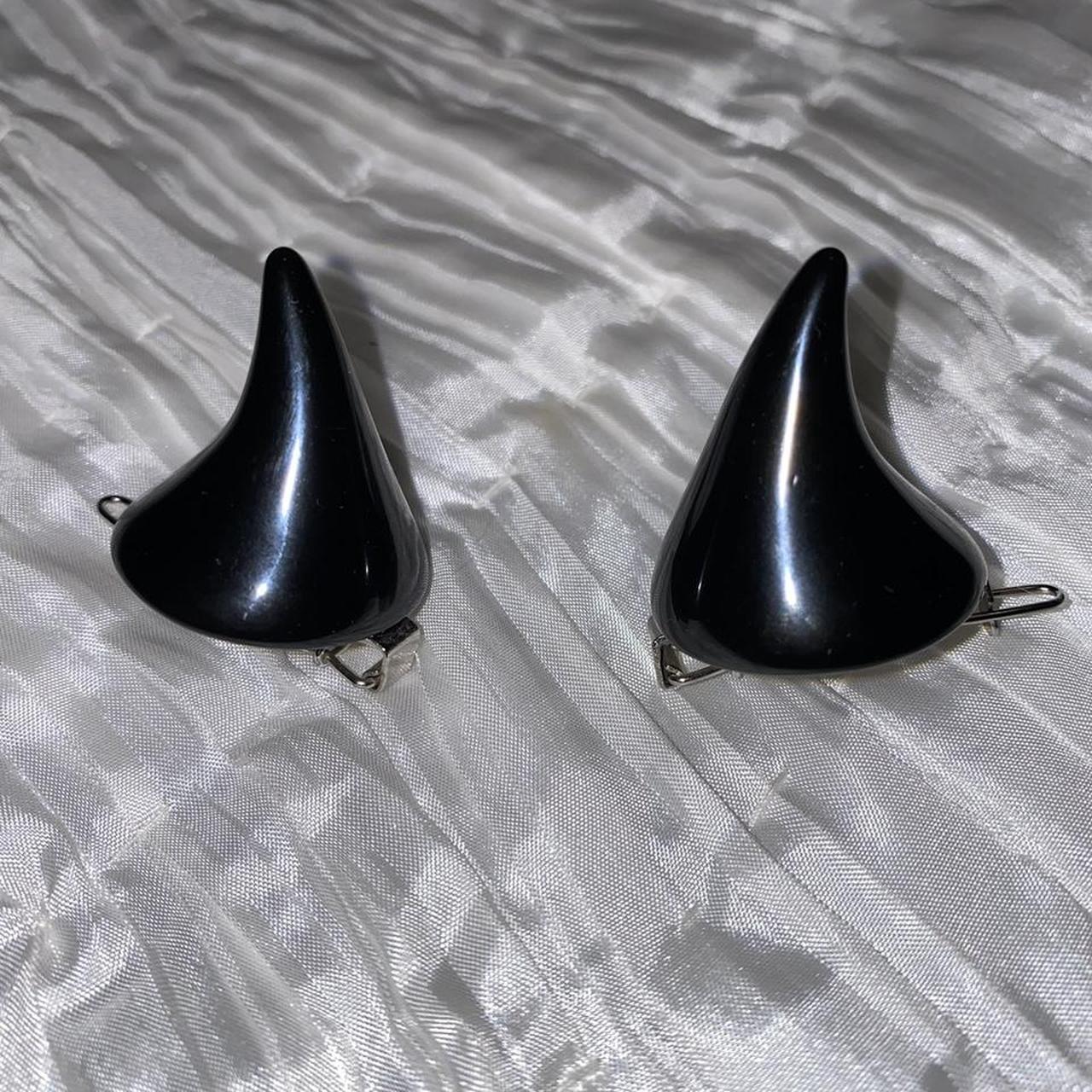 black devil horn clips🖤 super cute perfect for... - Depop