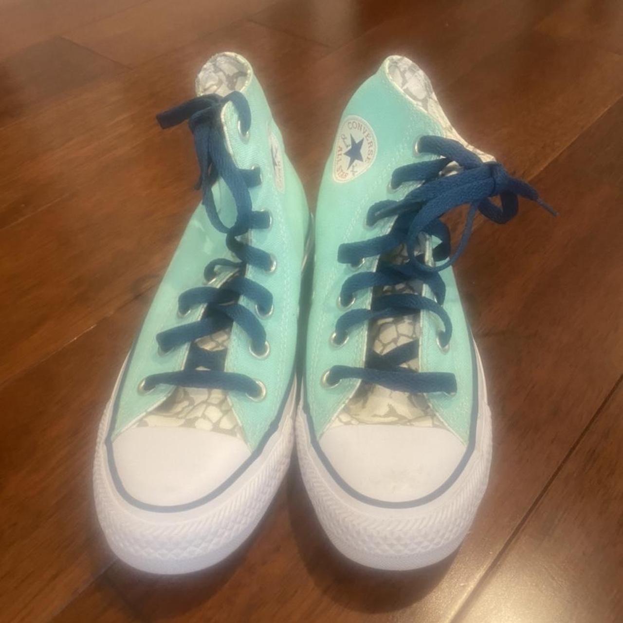 Custom made mint green converse with Kenzie on the... - Depop