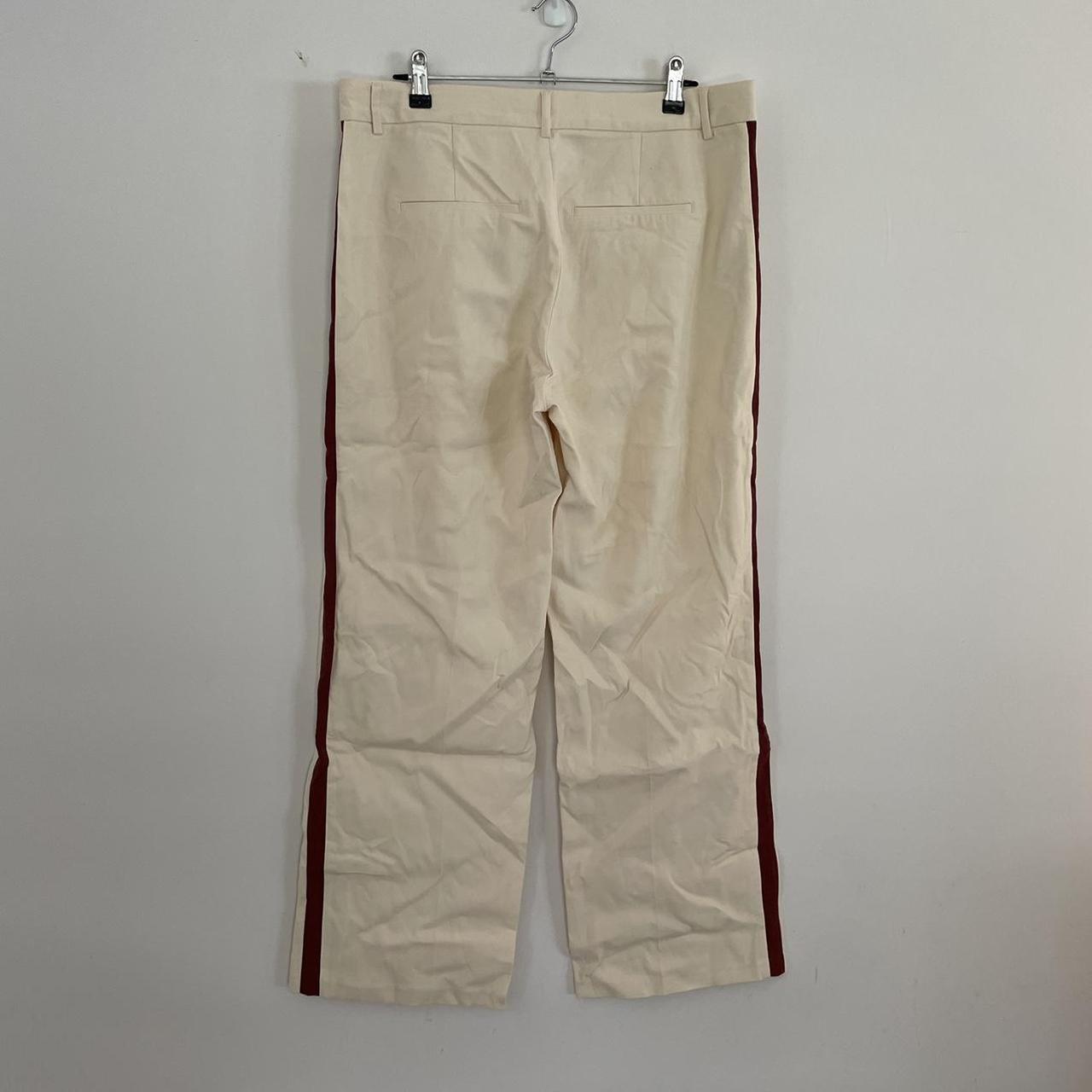 Scotch & soda wide leg cream and burgundy pants in a... - Depop