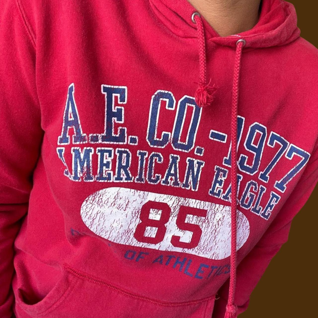 American Eagle Outfitters Mens Red And Blue Hoodie Depop