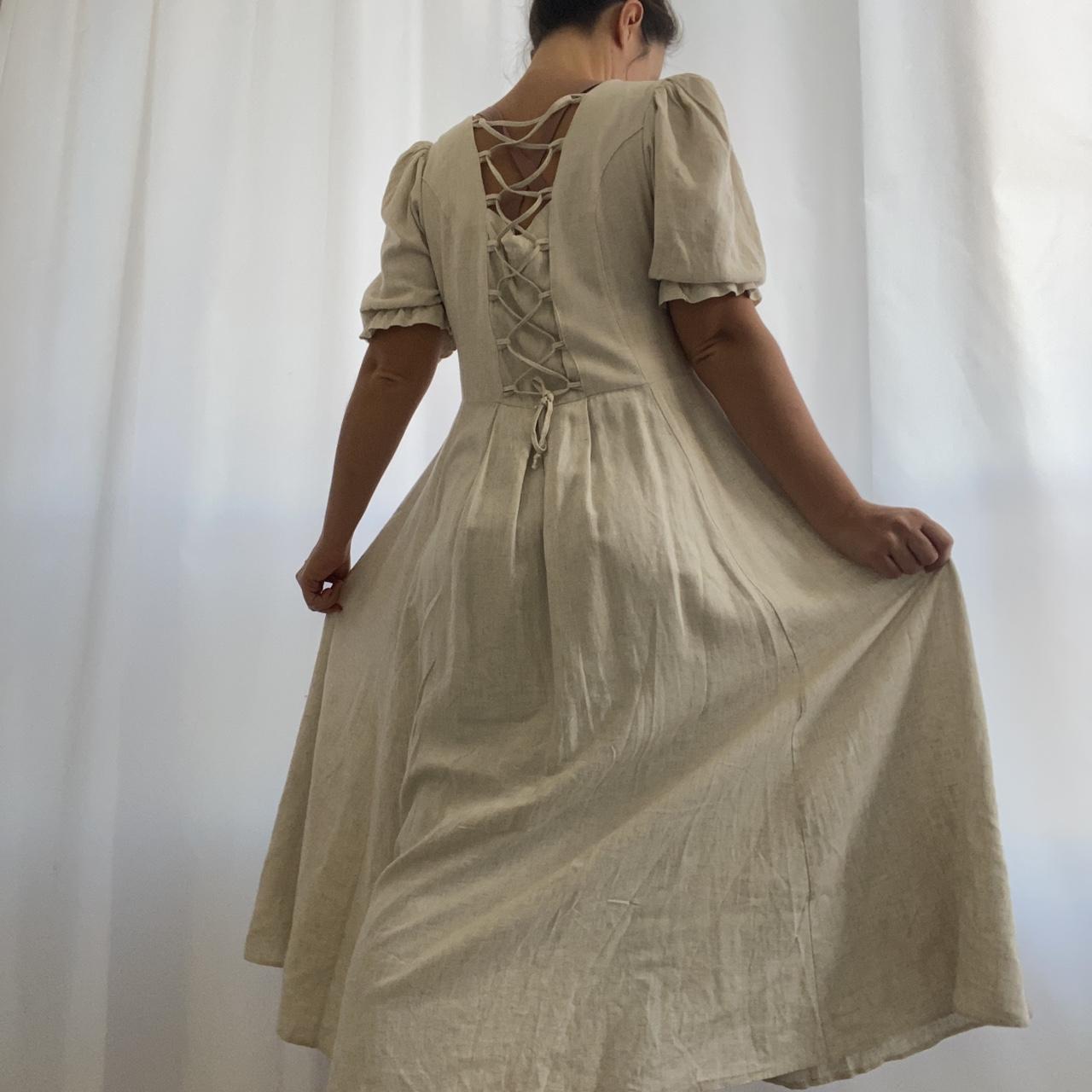 The cutest vintage linen cottagecore prairie dress... - Depop