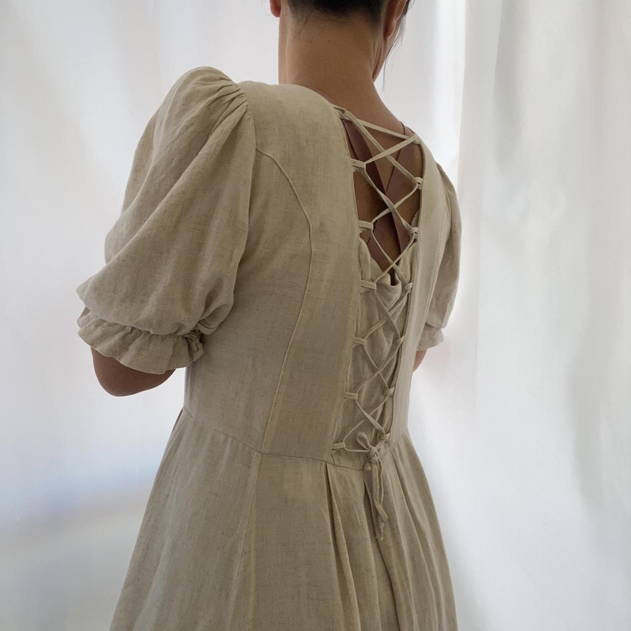 The cutest vintage linen cottagecore prairie dress... - Depop