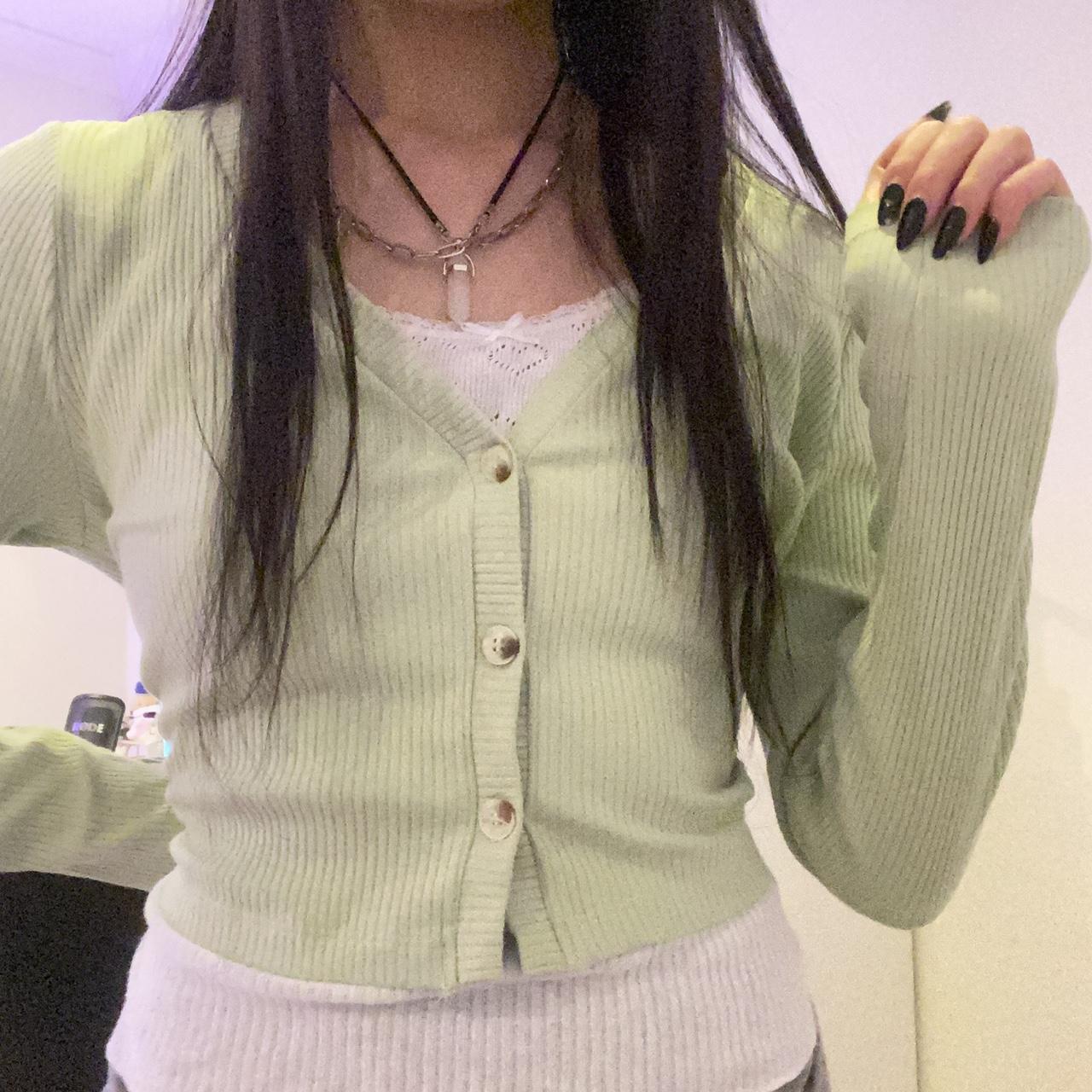 Miss Shop Women's Green Cardigan | Depop