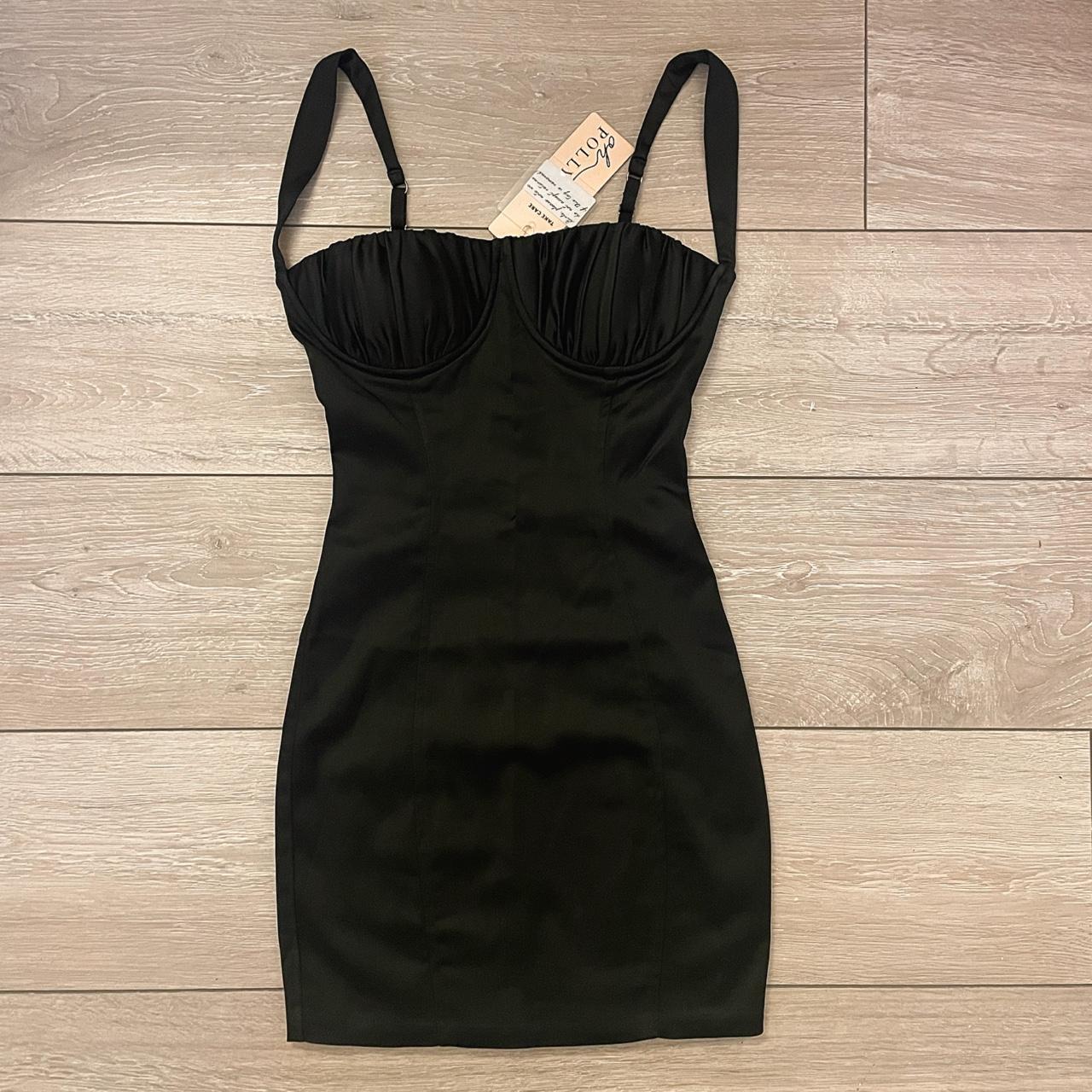 Oh Polly Black Satin Ruched Cup Dress New With Tags Depop