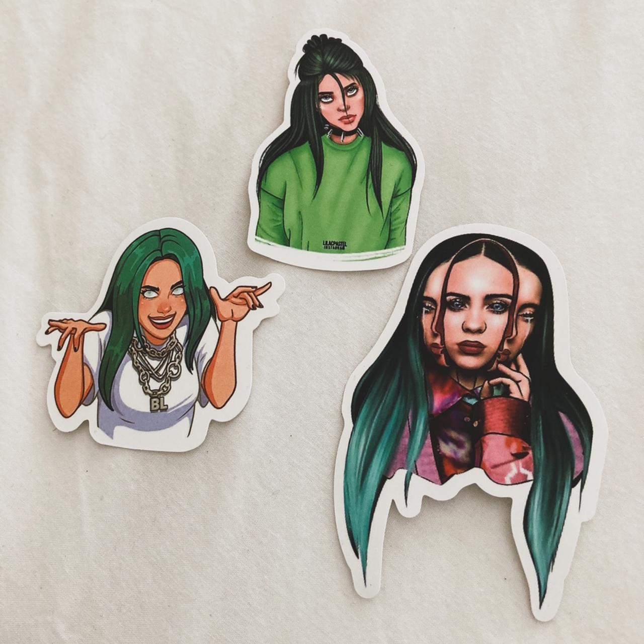 💚 three billie eilish stickers 💚 - lovely quality... - Depop