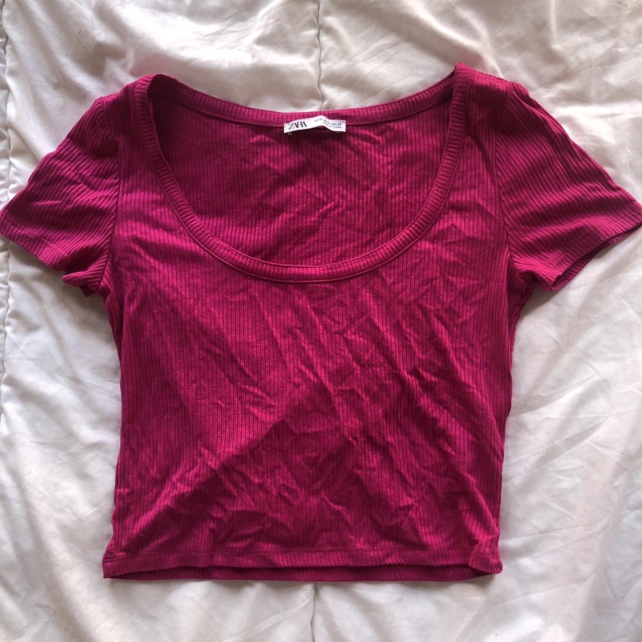 pink zara top cute zara top, easy to wear and very... - Depop