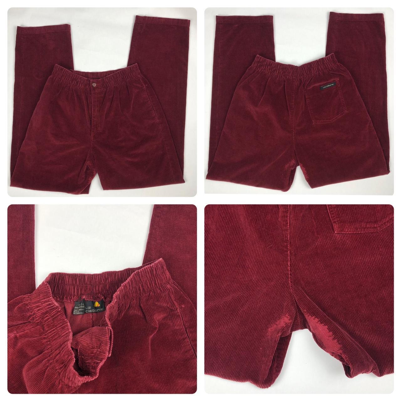 maroon baggy corduroy pants by liz... - Depop