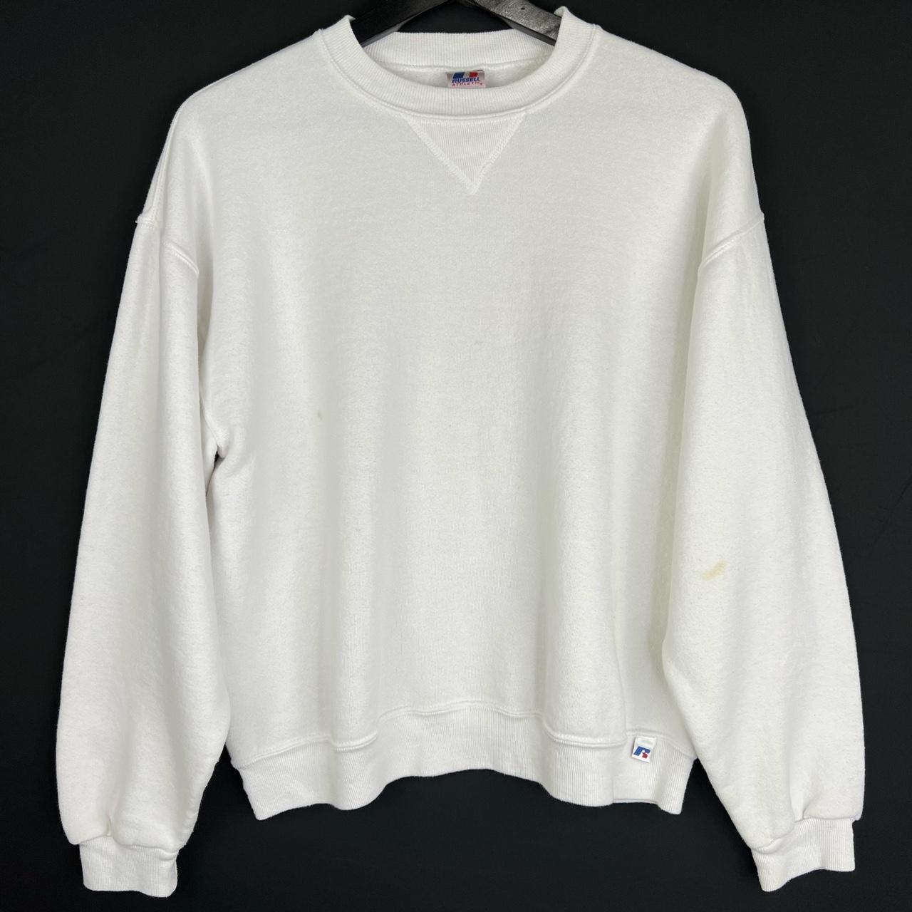 Vintage 00’s White Blank Sweatshirt... - Depop