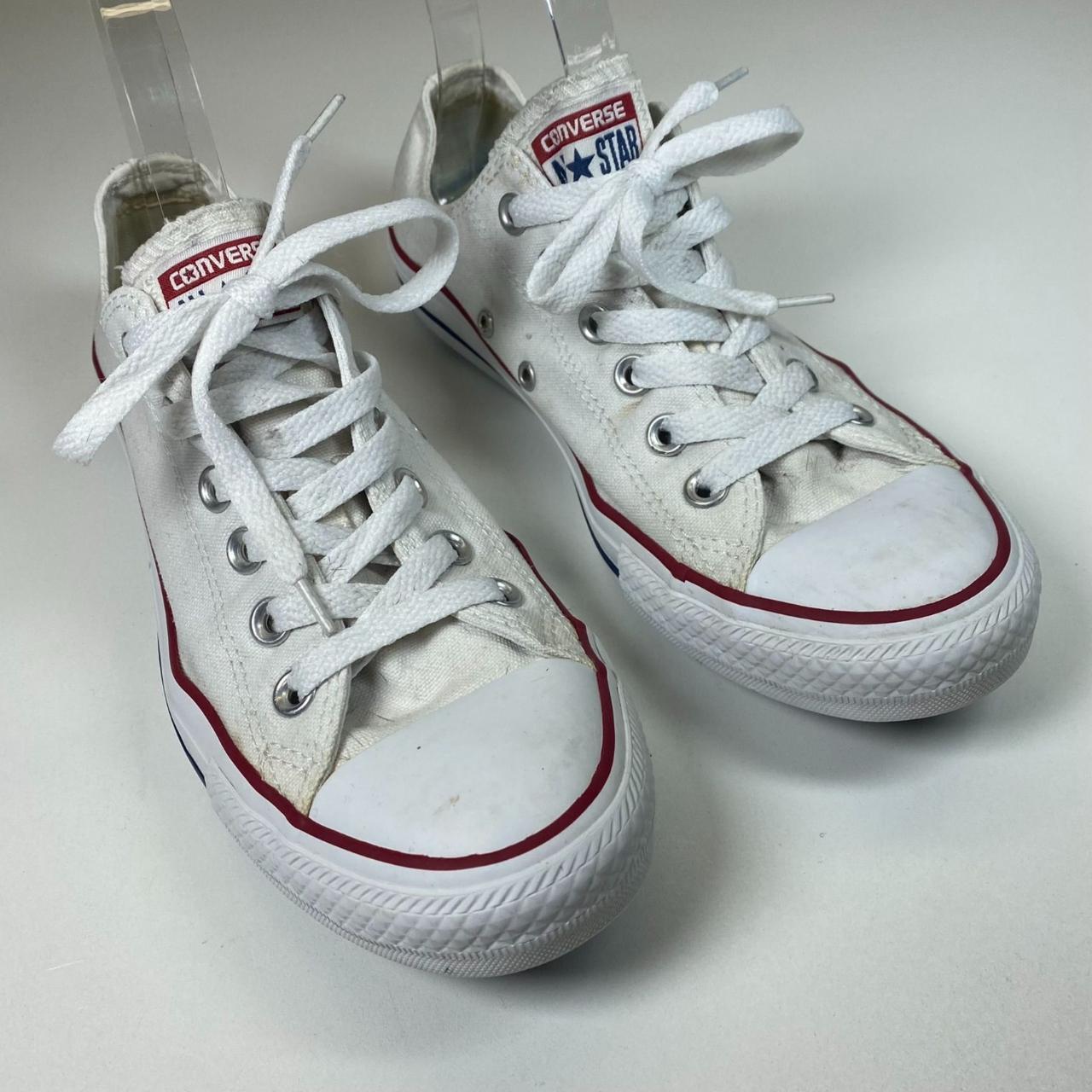 Converse Women's White and Red Trainers | Depop
