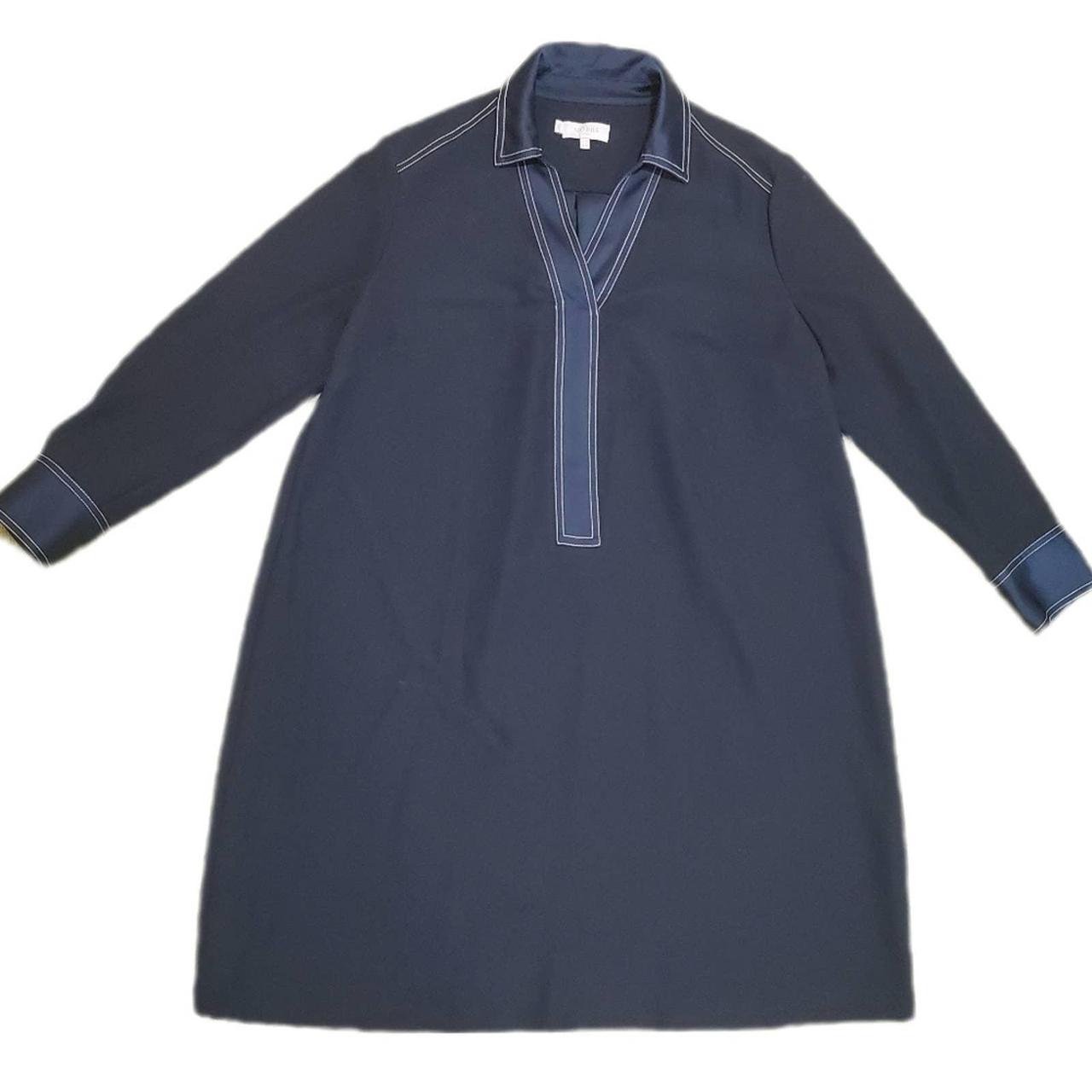 Hobbs London Contrast stitch Satin collar crepe... - Depop