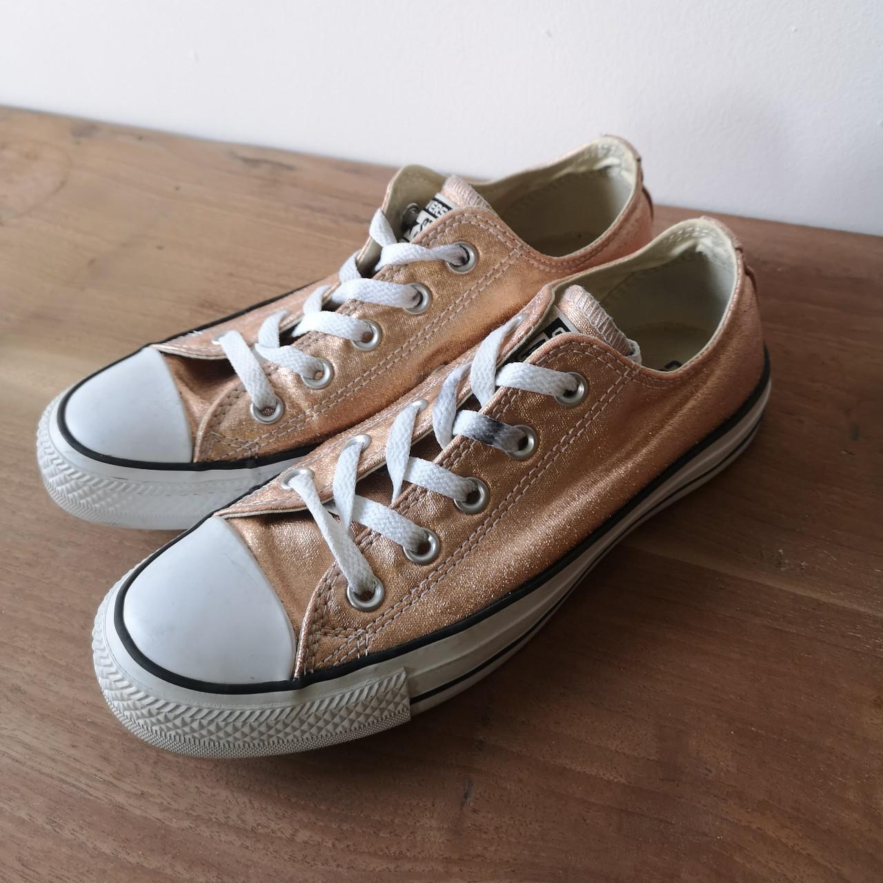 Gold metallic Converse, Size 4 In great condition,... - Depop