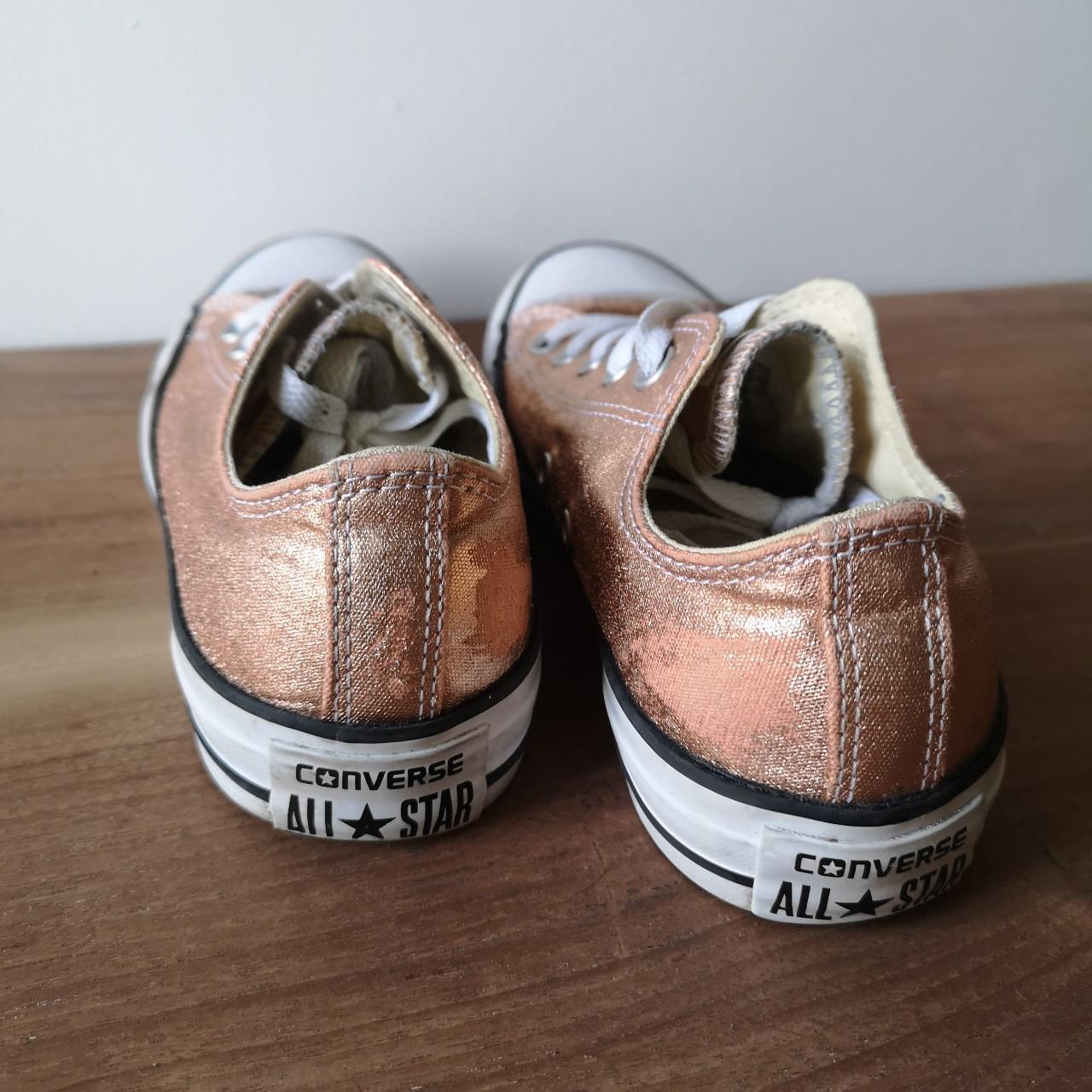 Gold metallic Converse, Size 4 In great condition,... - Depop