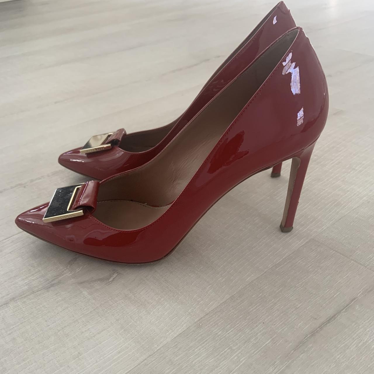 Hugo Boss authentic red patent leather pumps. Size... - Depop