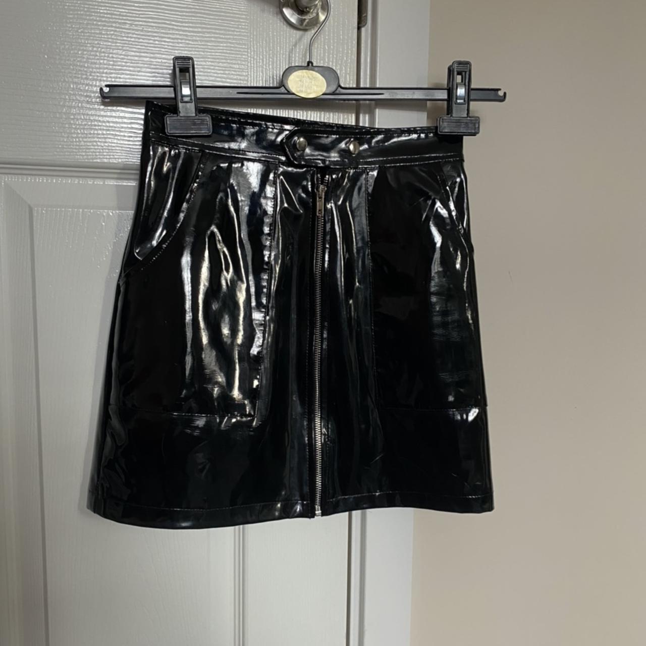 Shiny PVC mini skirt Really good condition only... - Depop