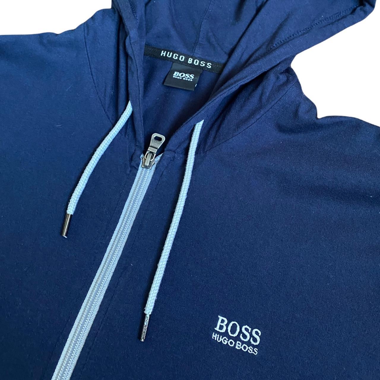 HUGO BOSS FULL-ZIP HOODIE NAVY BLUE SIZE: MENS... - Depop