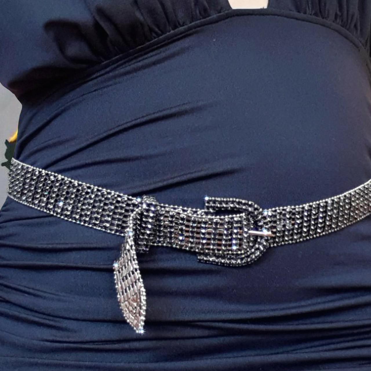 Beautiful jewelled belt with black rhinestones!... - Depop