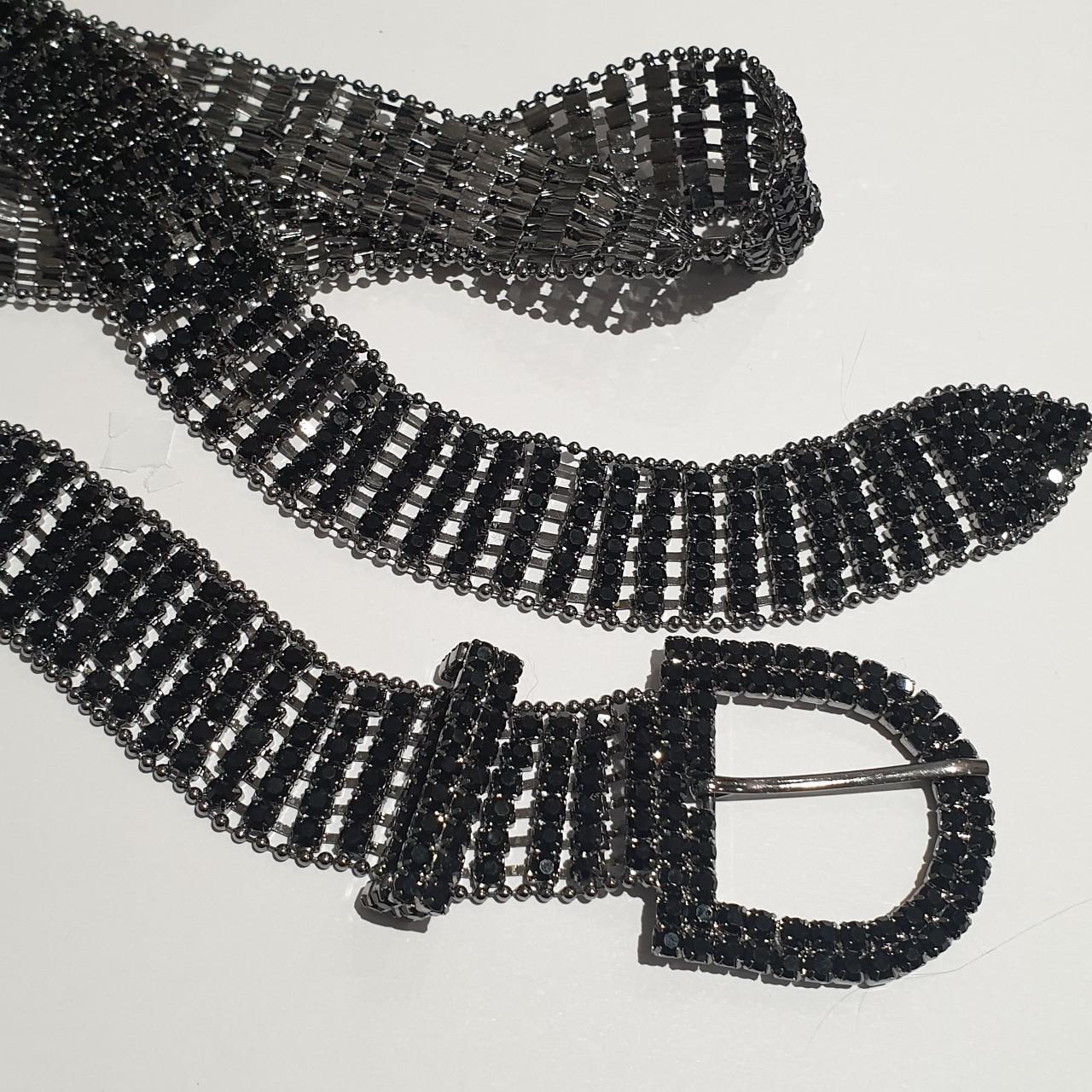 Beautiful jewelled belt with black rhinestones!... - Depop