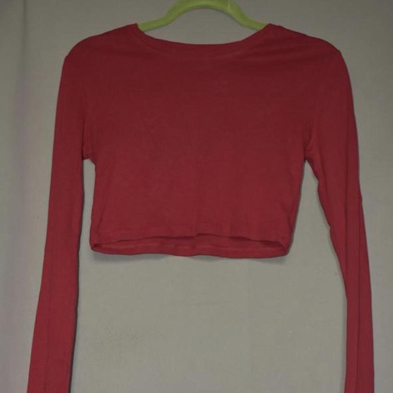 Solid red long sleeve crop top #croptop #red... - Depop