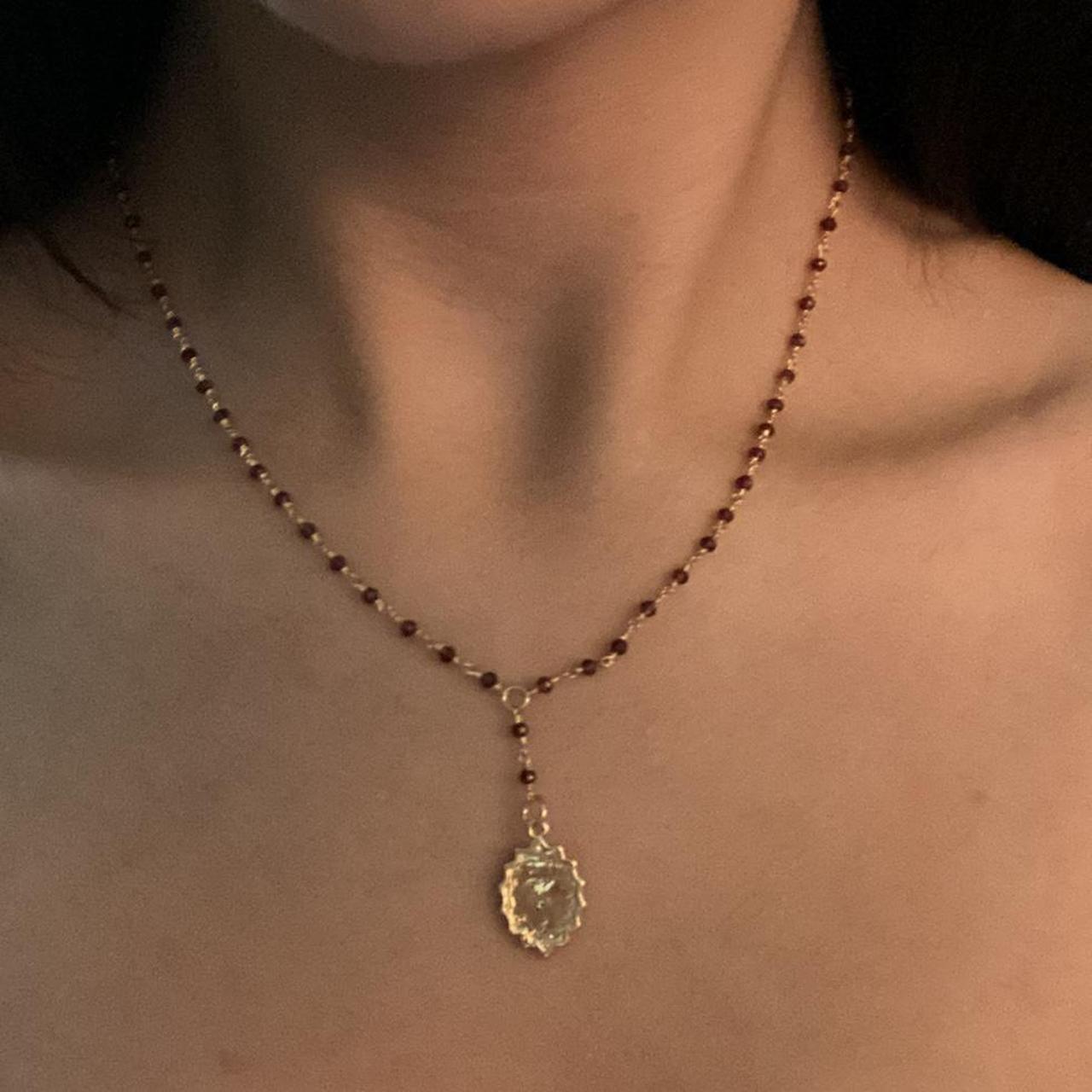 Ruby red sacred heart necklace ️! This necklace is... - Depop