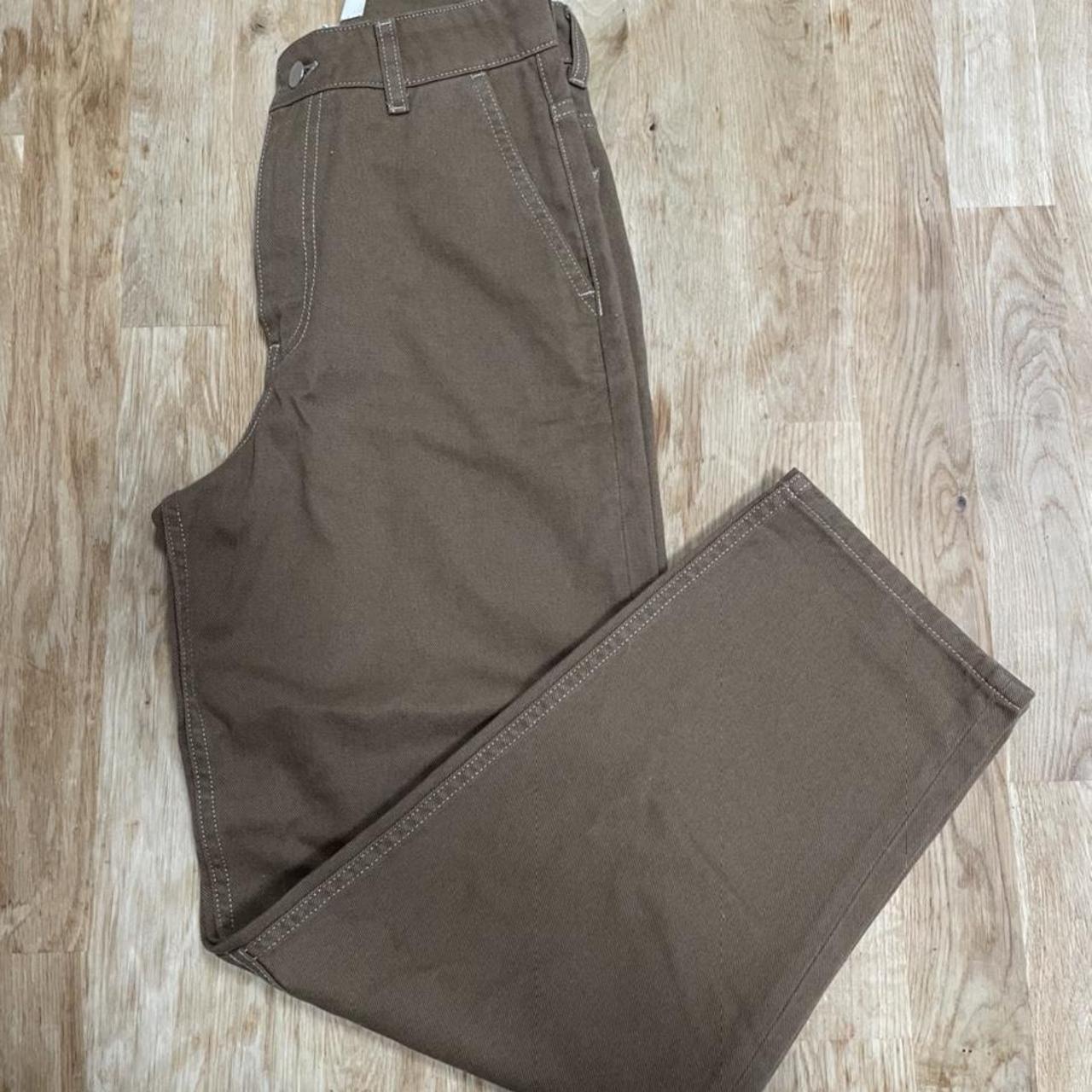 H&M Trend Carpenter Jeans Brown with contrast... - Depop