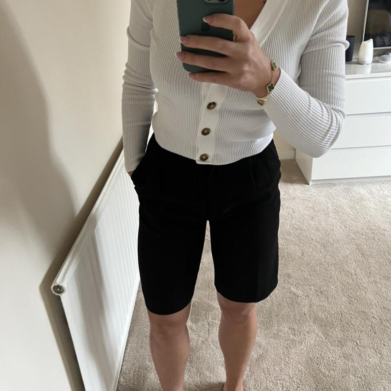 Black midi smart tailored shorts from H&M in size S.... - Depop