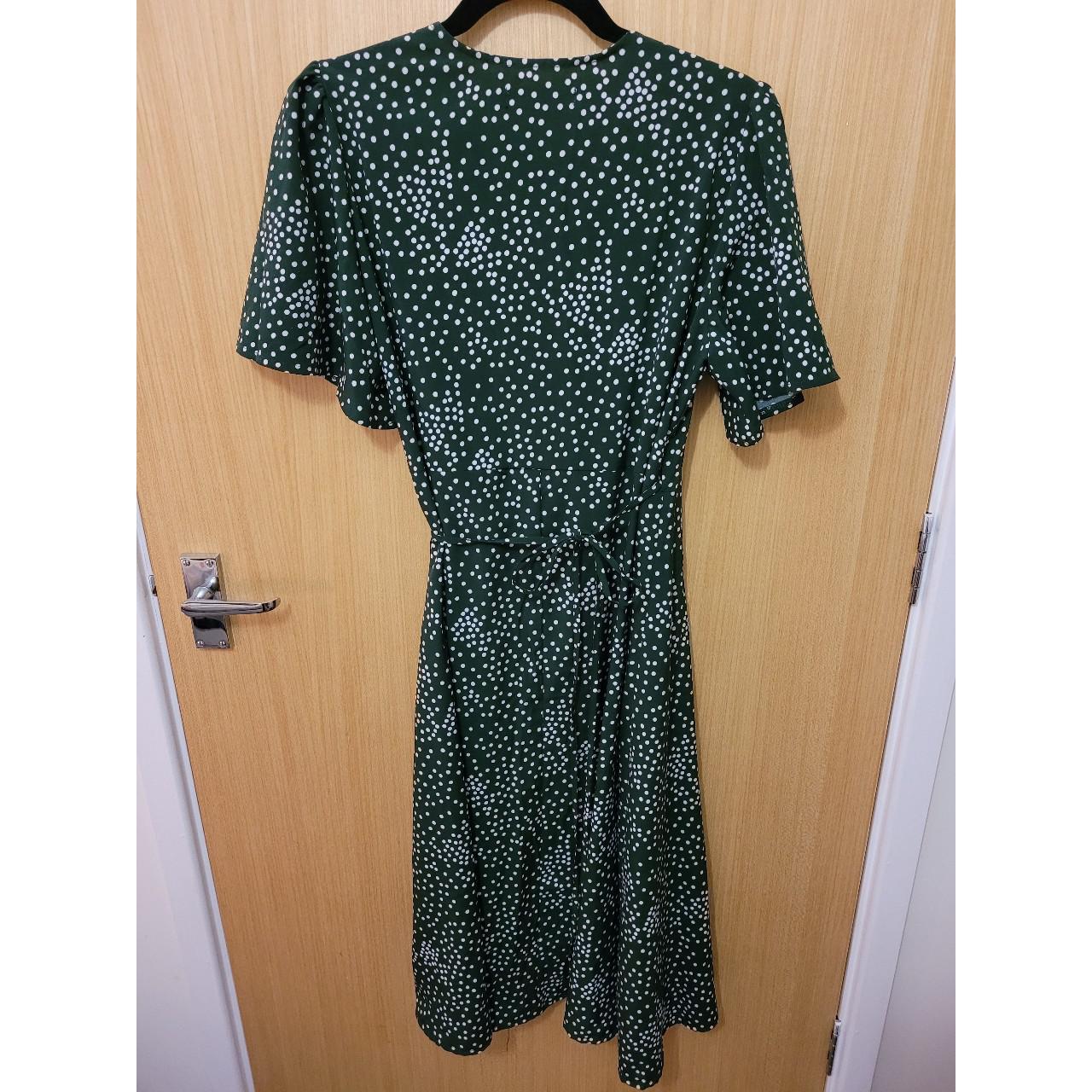 Missguided Green and white polkadot wrap dress.... - Depop