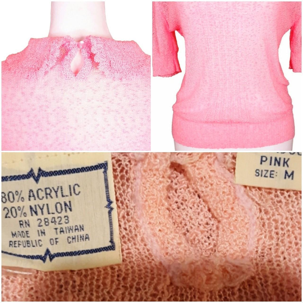 VINTAGE 1960s Peter Pan Pink Short Sleeve Sweater... - Depop