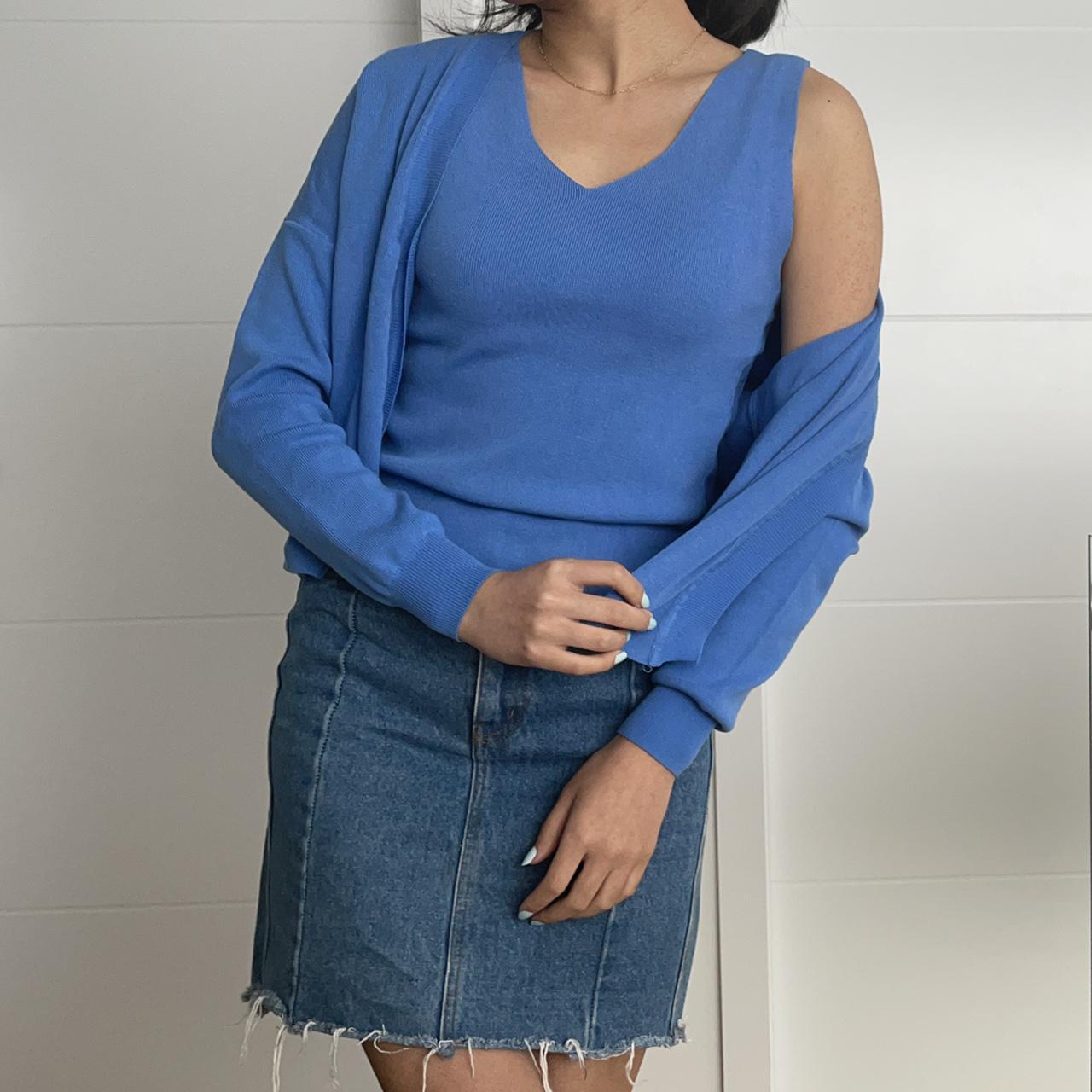 Cornflower blue matching cardigan and cami knit set ... - Depop