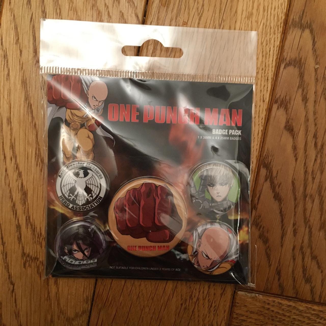 One punch man pin badges, brand new and sealed.... - Depop