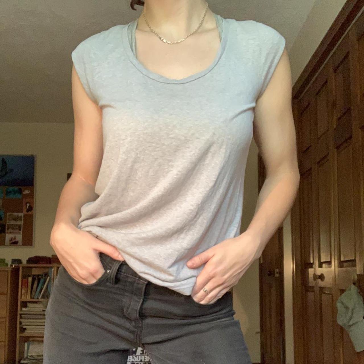 GAP light grey tee shirt with cap sleeves So soft... - Depop