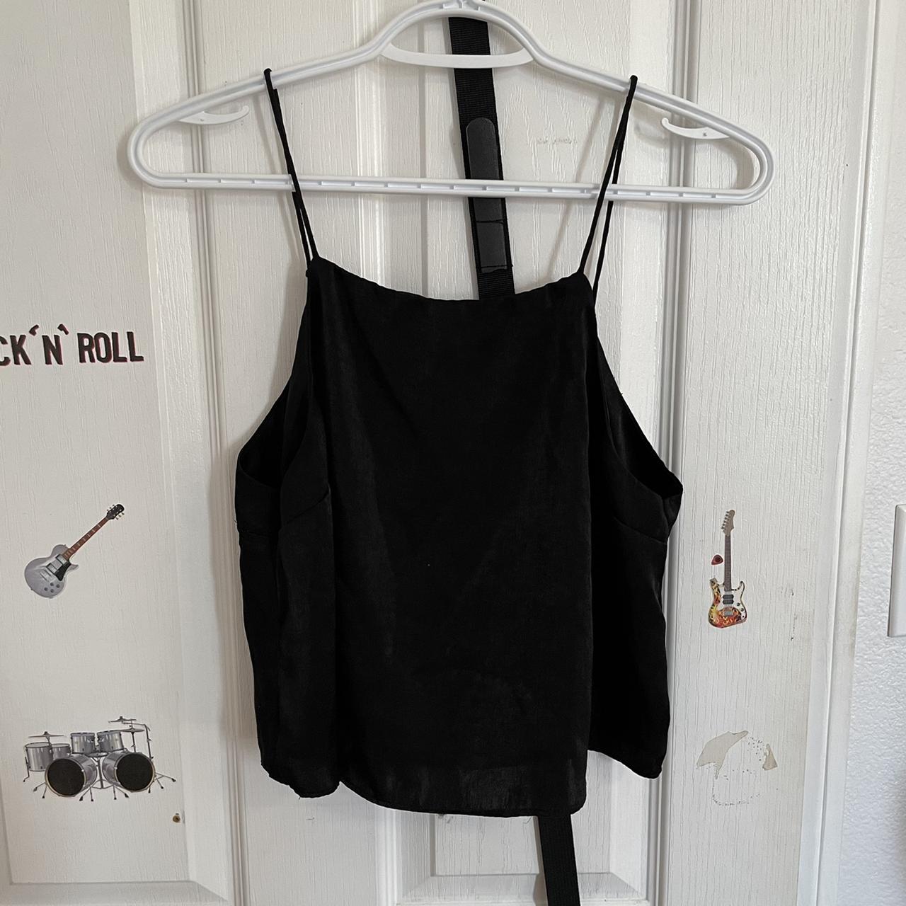 Black strappy tank top, size S! Two small holes in... - Depop