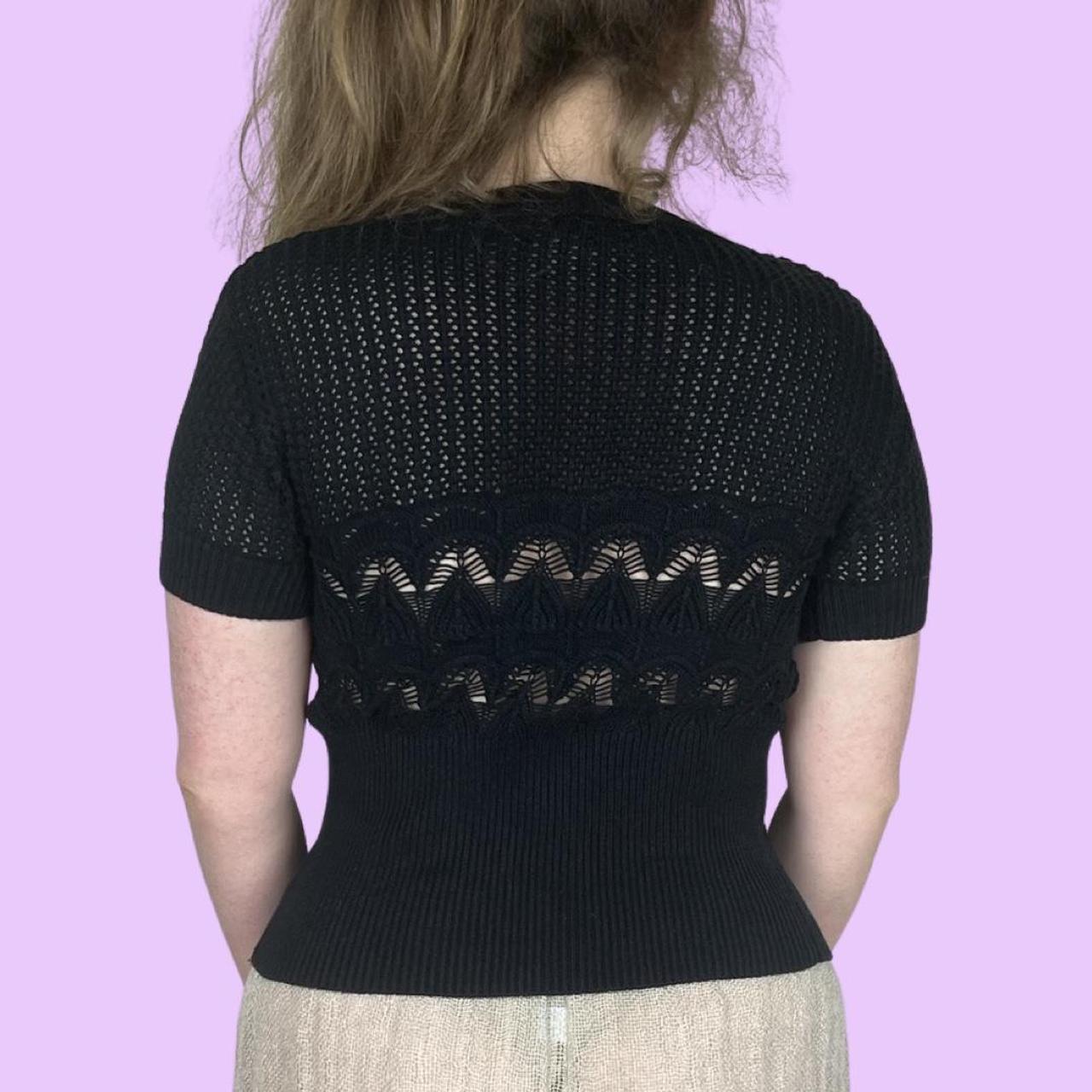 Y2K vintage black crochet tie middle cardigan. Yes... - Depop