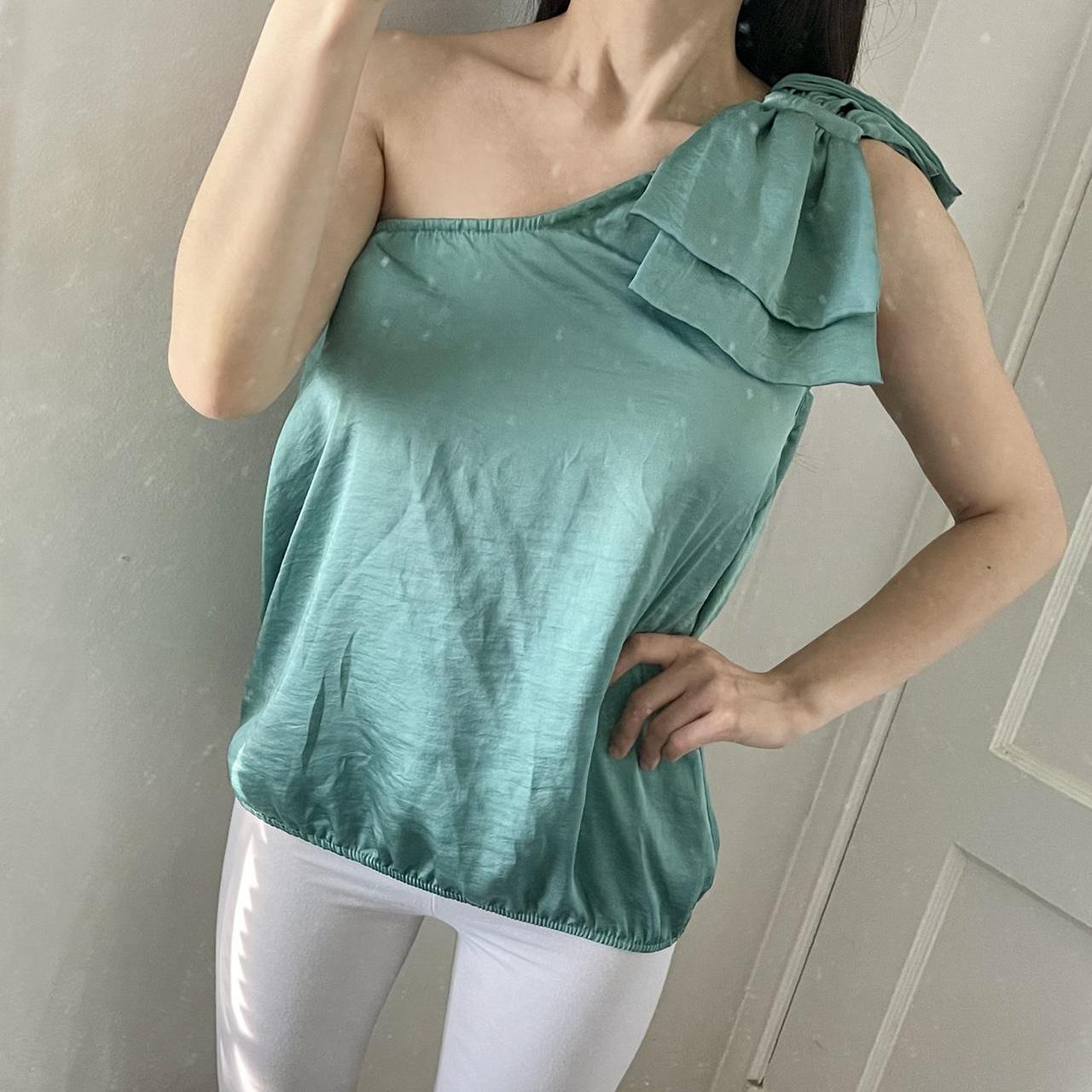 One Side Off Shoulder Top Satin XL (I needed to pin... - Depop