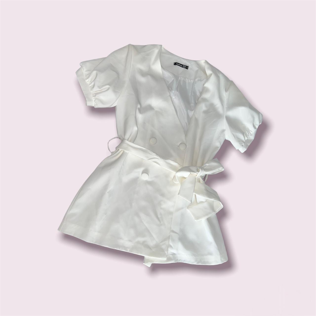 Boohoo white/ ivory button blouse only worn once... - Depop