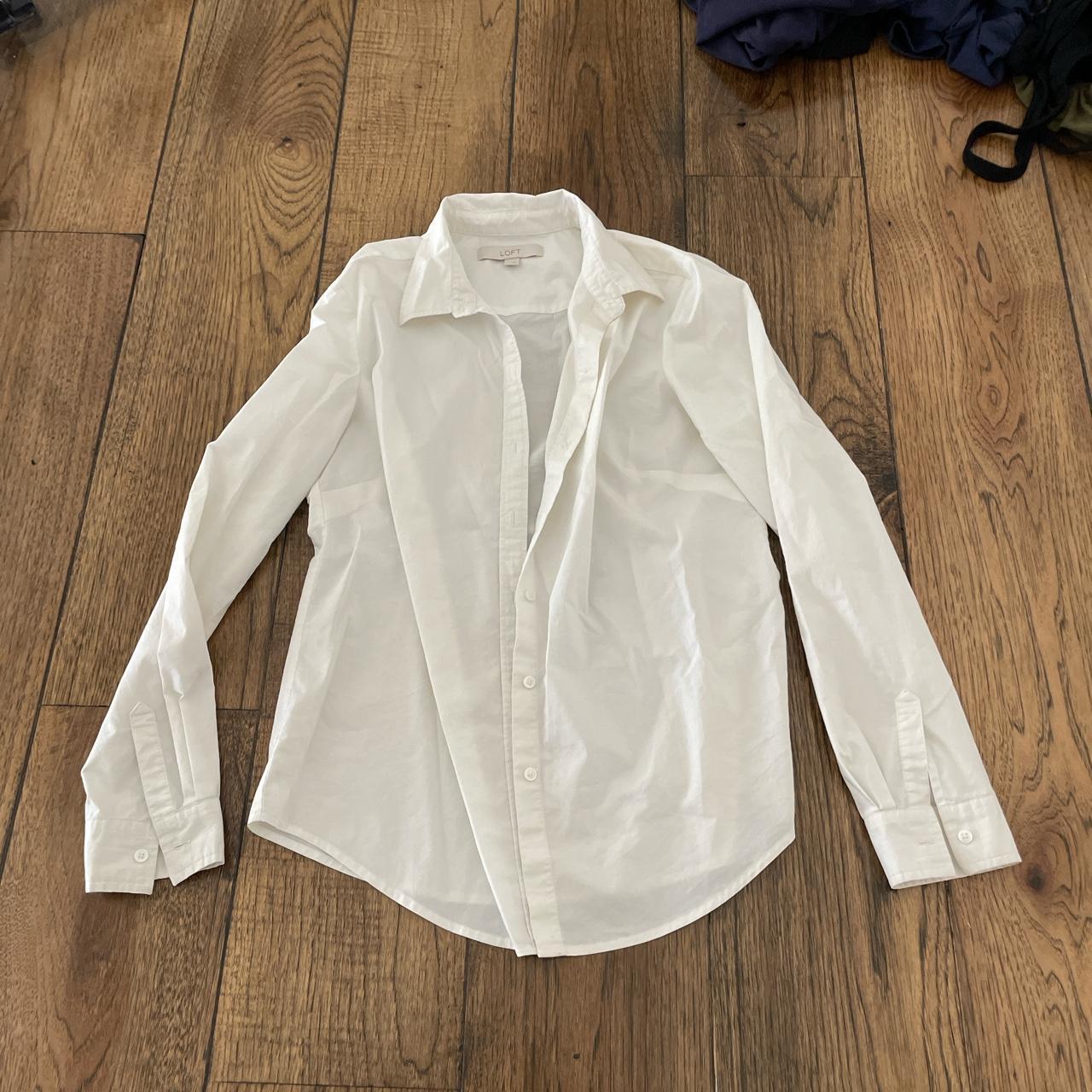 super cute white button up top labeled as a size &,... - Depop