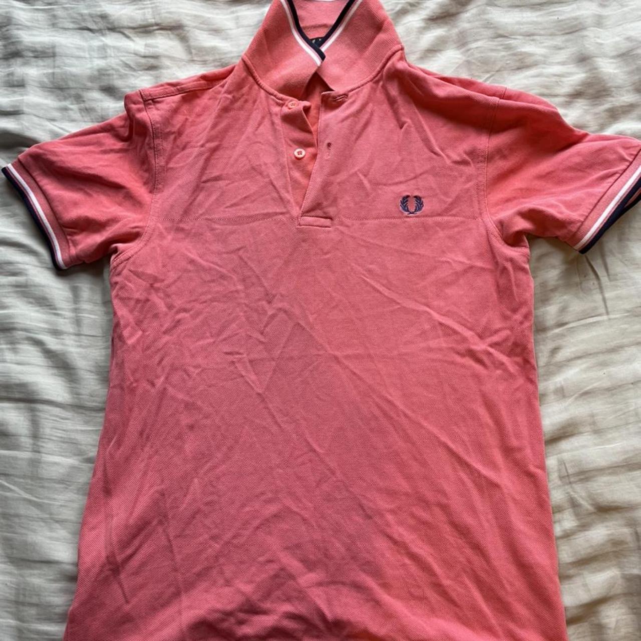 fred perry pink polo shirt mens xs brilliant... - Depop