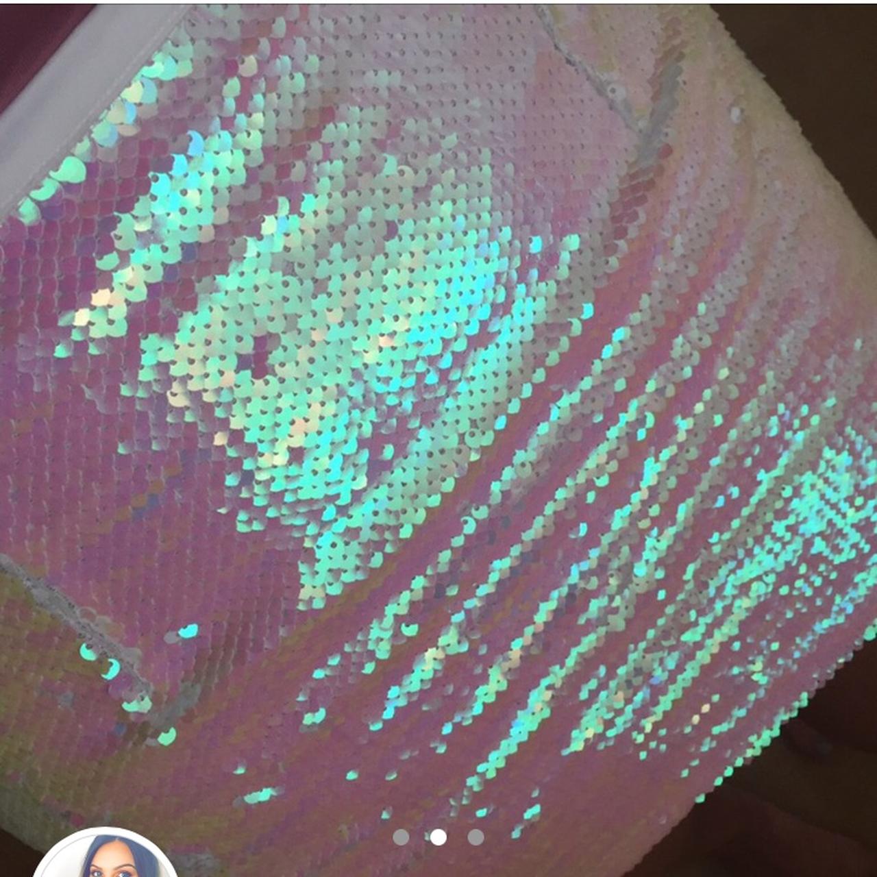 Asos sequin iridescent mermaid pink white skirt -... - Depop