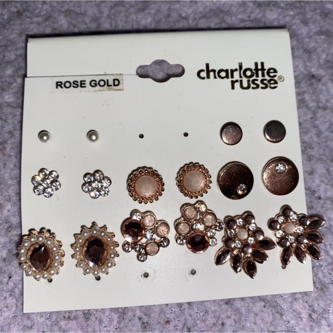 CHARLOTTE RUSSE rose gold earrings (set of 8. 3 sets... - Depop