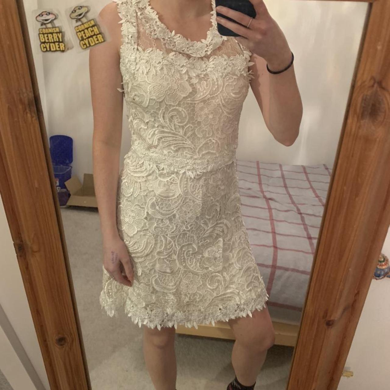 Beautiful white/cream dress with lace detail, really... - Depop