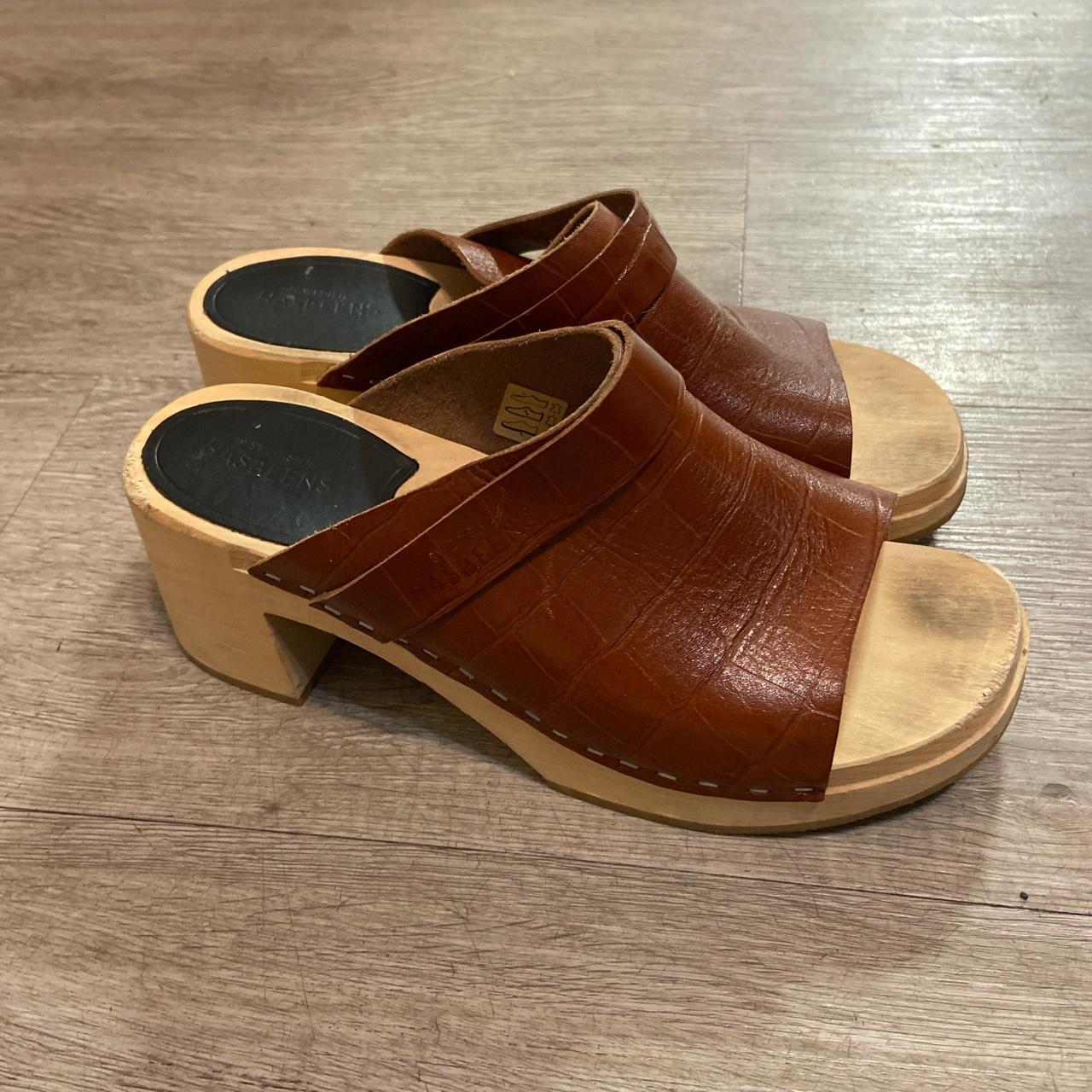 Women's Brown and Tan Clogs | Depop