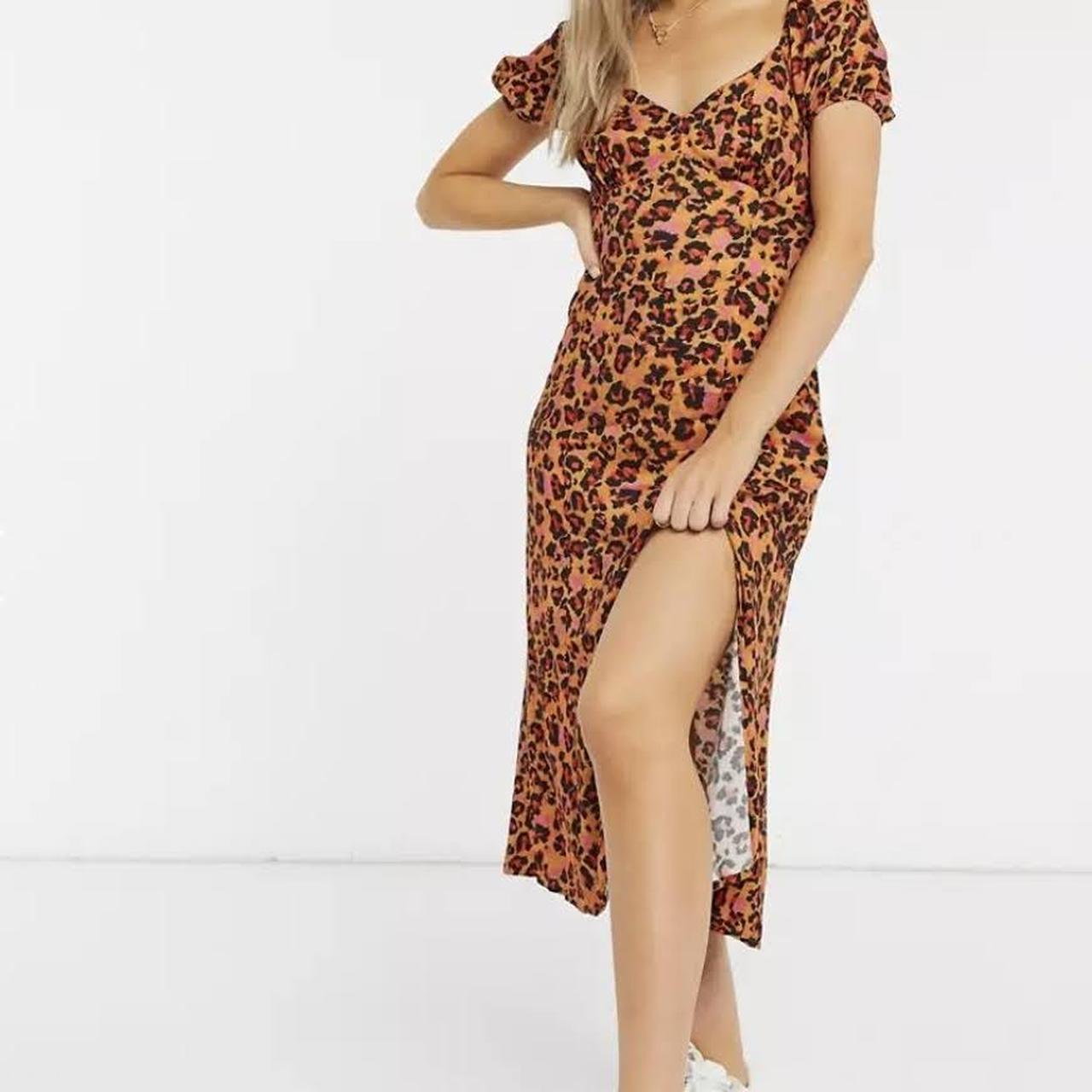 French Connection midi leopard dress in orange.... - Depop