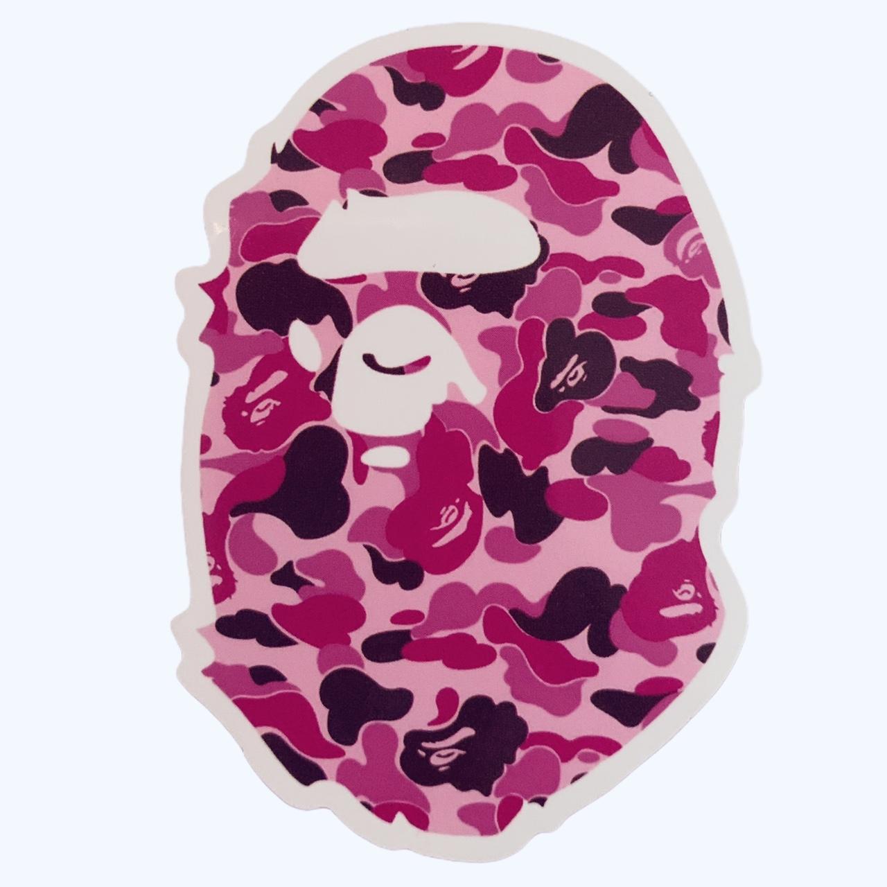 Bape ape 3” vinyl STICKER Pink Camo Glossy Peel &... - Depop